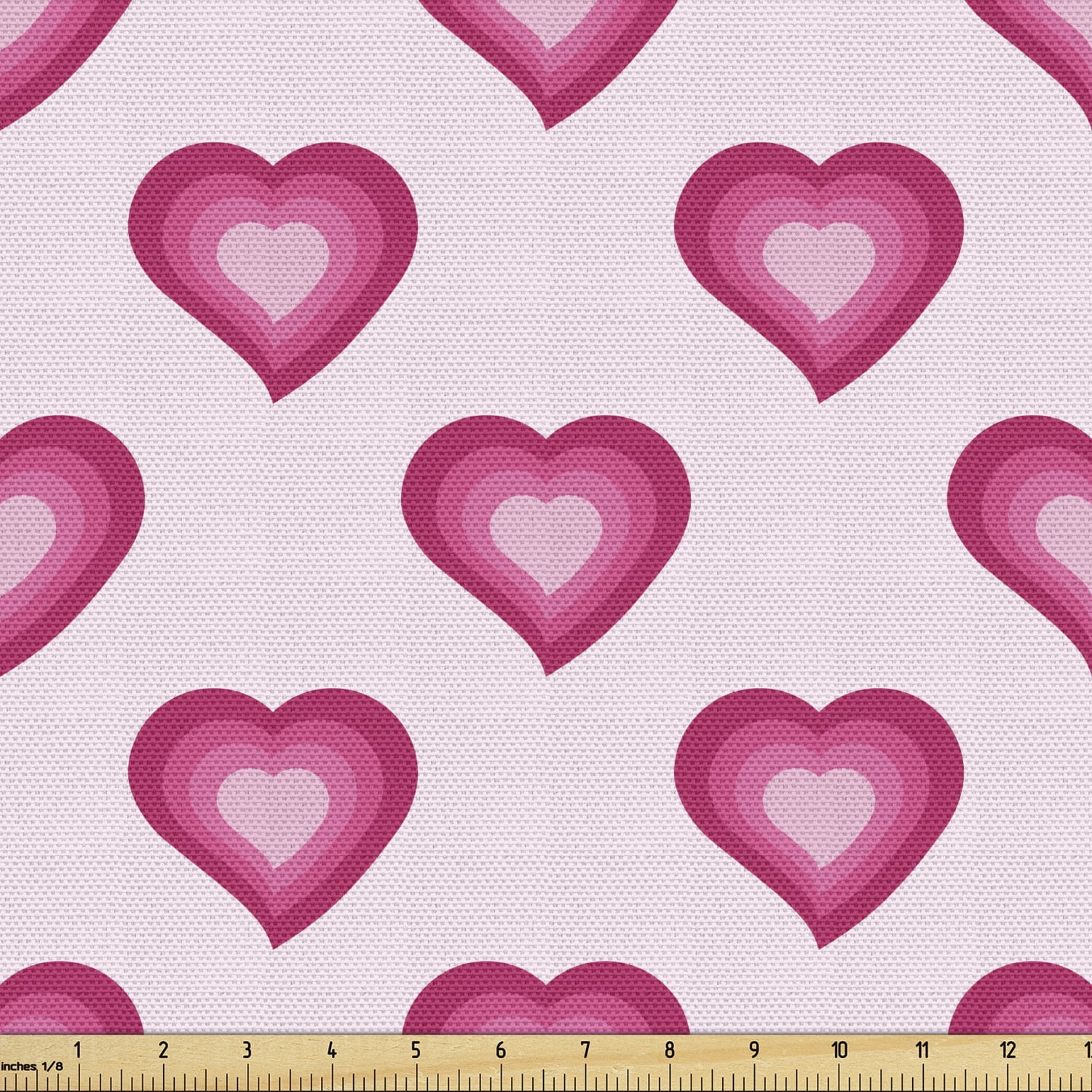 Ambesonne Pale Pink Fabric by the Yard Upholstery, Hearts Cartoon, 5 ...