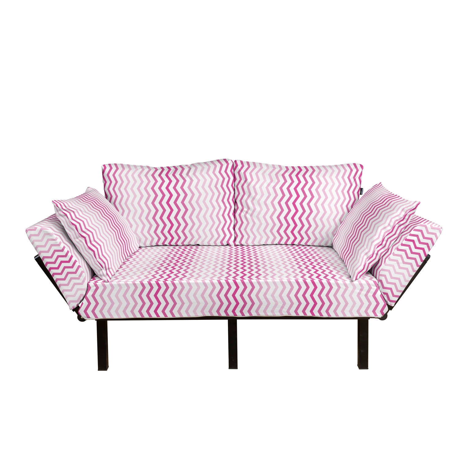Pale Pink Futon Couch, Chevron Zigzag Pattern Twisted Parallel Lines in ...