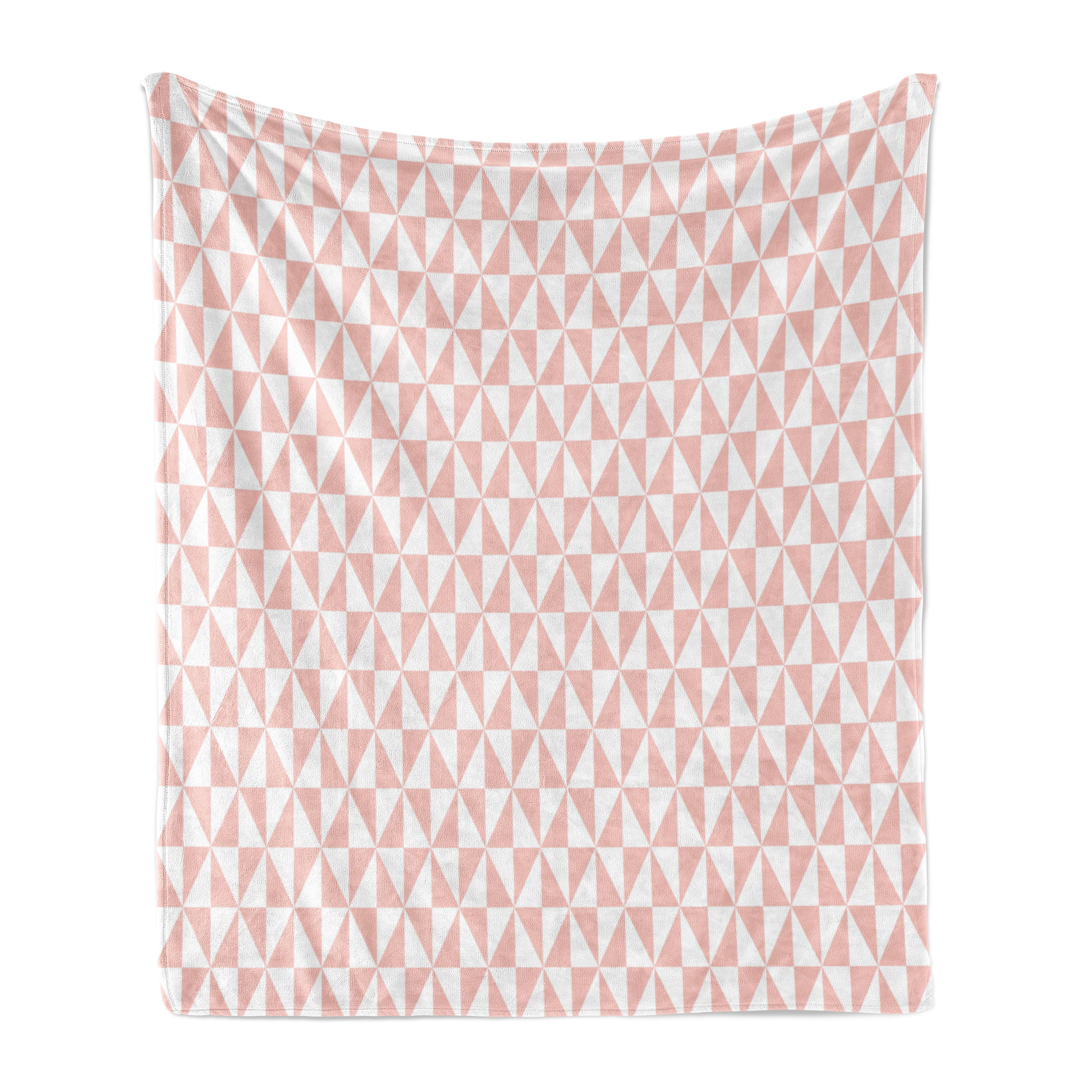 Pale Pink Soft Flannel Fleece Throw Blanket, Bicolor Triangles Pattern ...