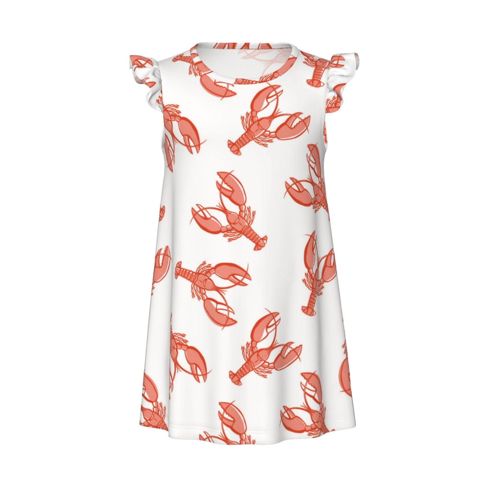 Pale Red Lobster Print Girls Nightgowns, Pajamas for Girls, Soft ...