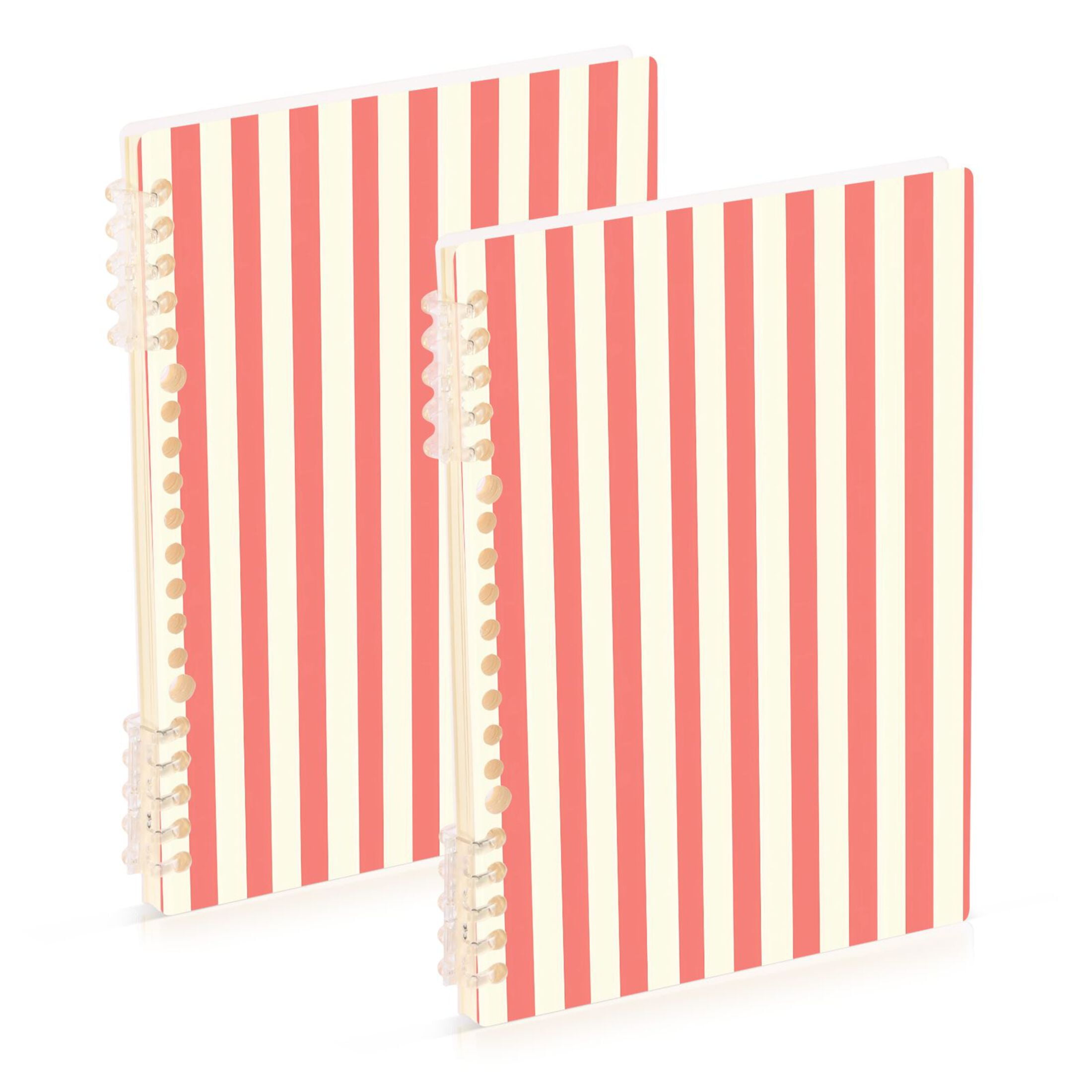 Pale Red and Off-white Striped Notebooks 2 Pcs 1-subject Journal 60 ...
