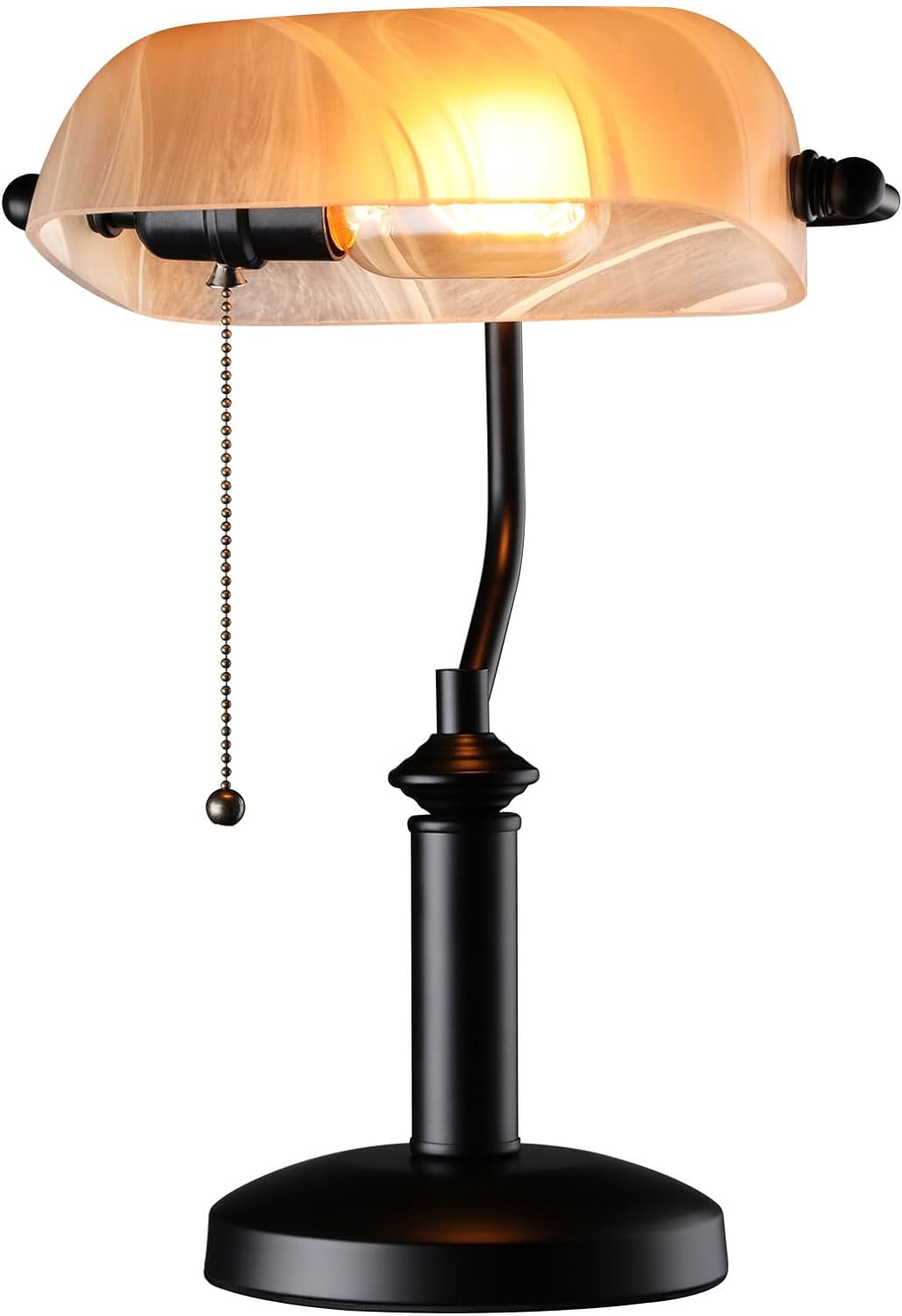 Pale Yellow Glass Bankers Desk Lamp, UL Listed, Antique Desk Lamps with ...