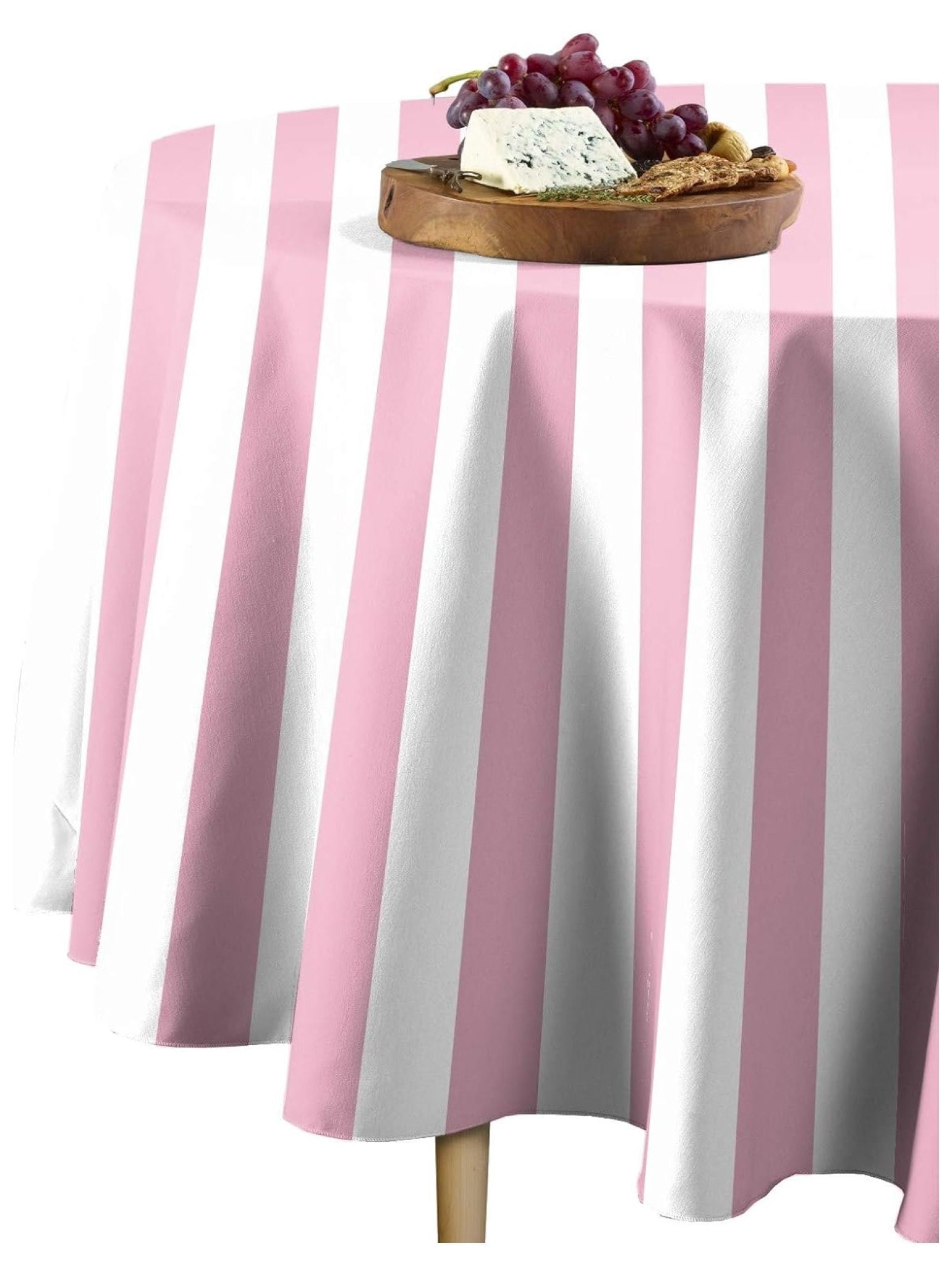 | Pale and White Striped Tablecloth | Cabana Round Tablecloth | 70 ...