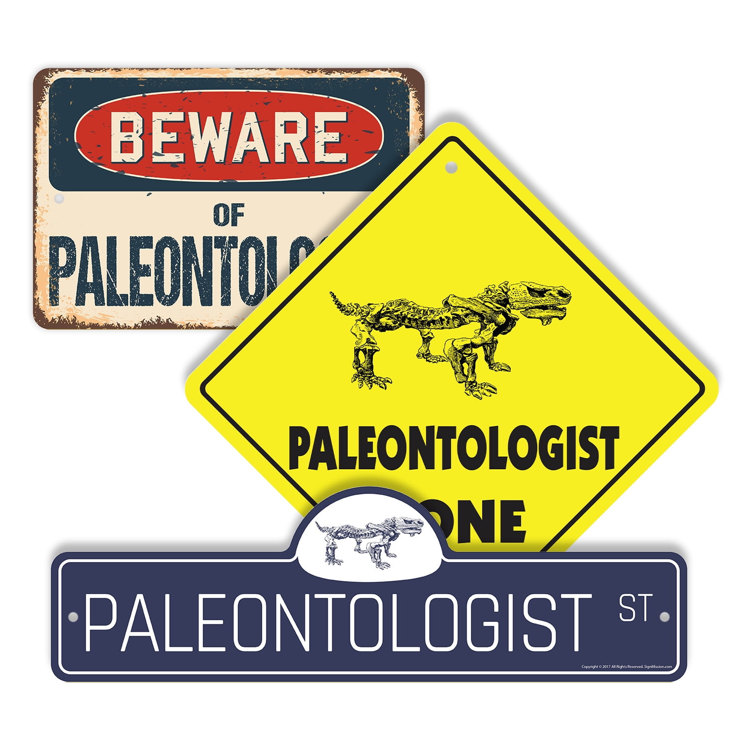 Paleontologist (3 Pack) Plastic Street Sign Crossing Sign Warning Sign ...