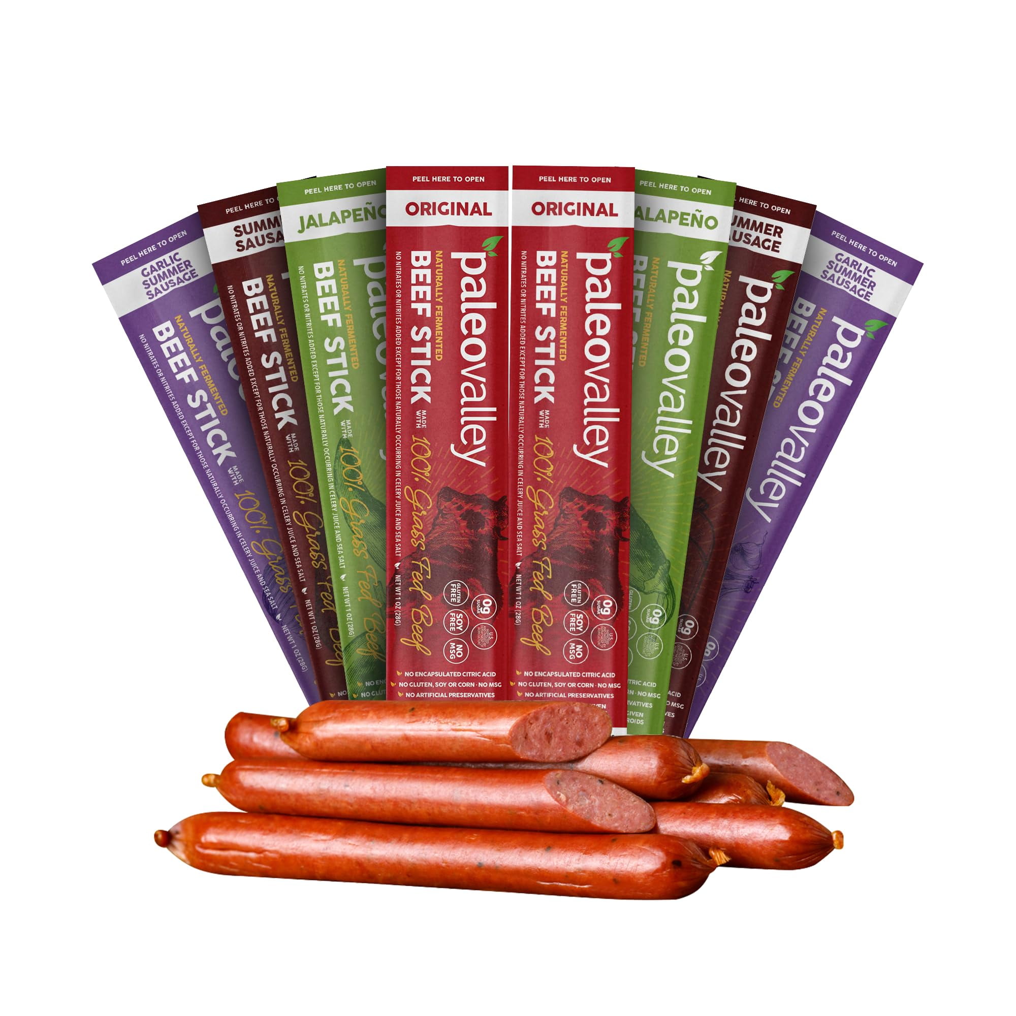 Paleovalley 100% Grass Fed Beef Sticks - Delicious Gluten Free Beef ...