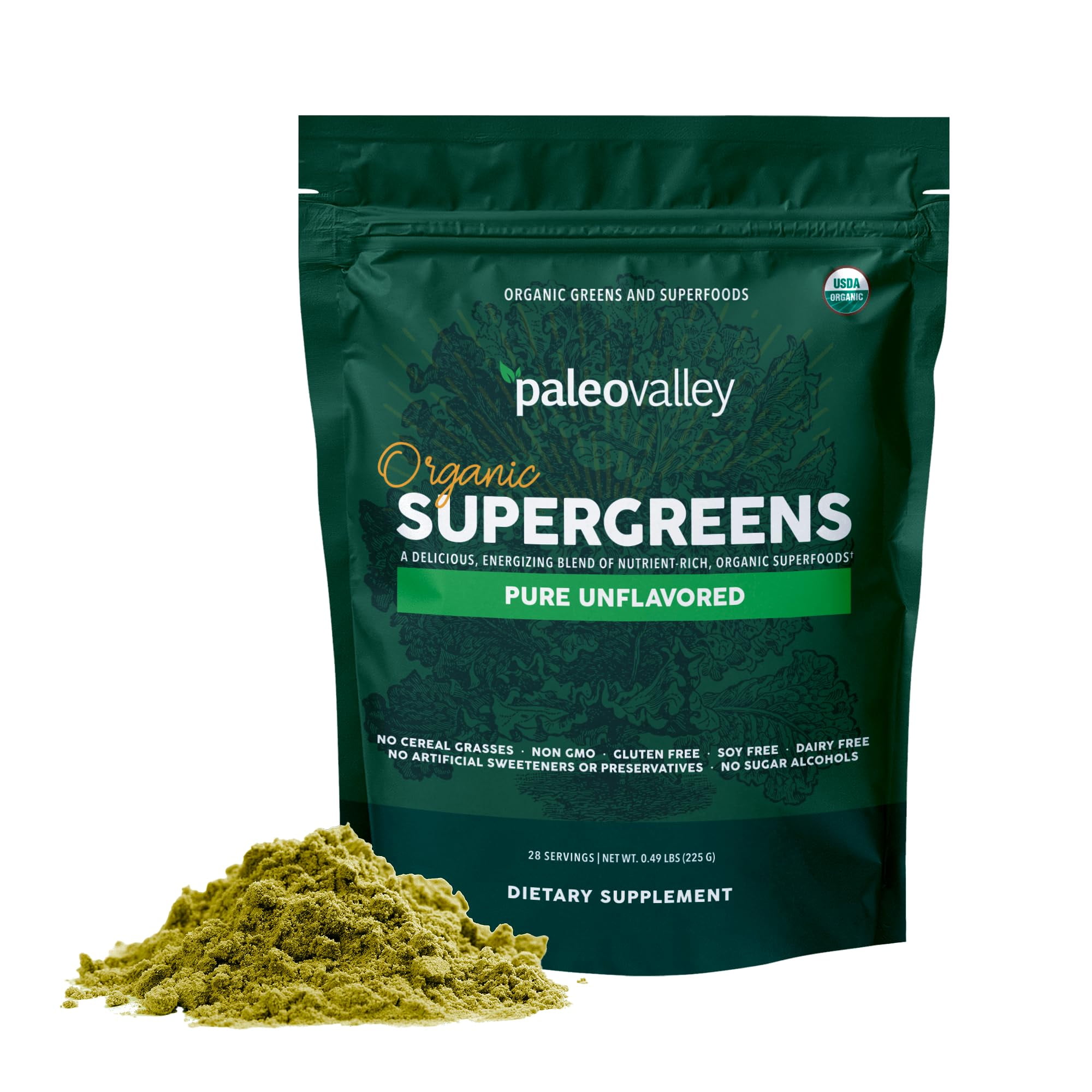 Paleovalley Organic Supergreens SCH4 Powder - 23 Superfoods with ...