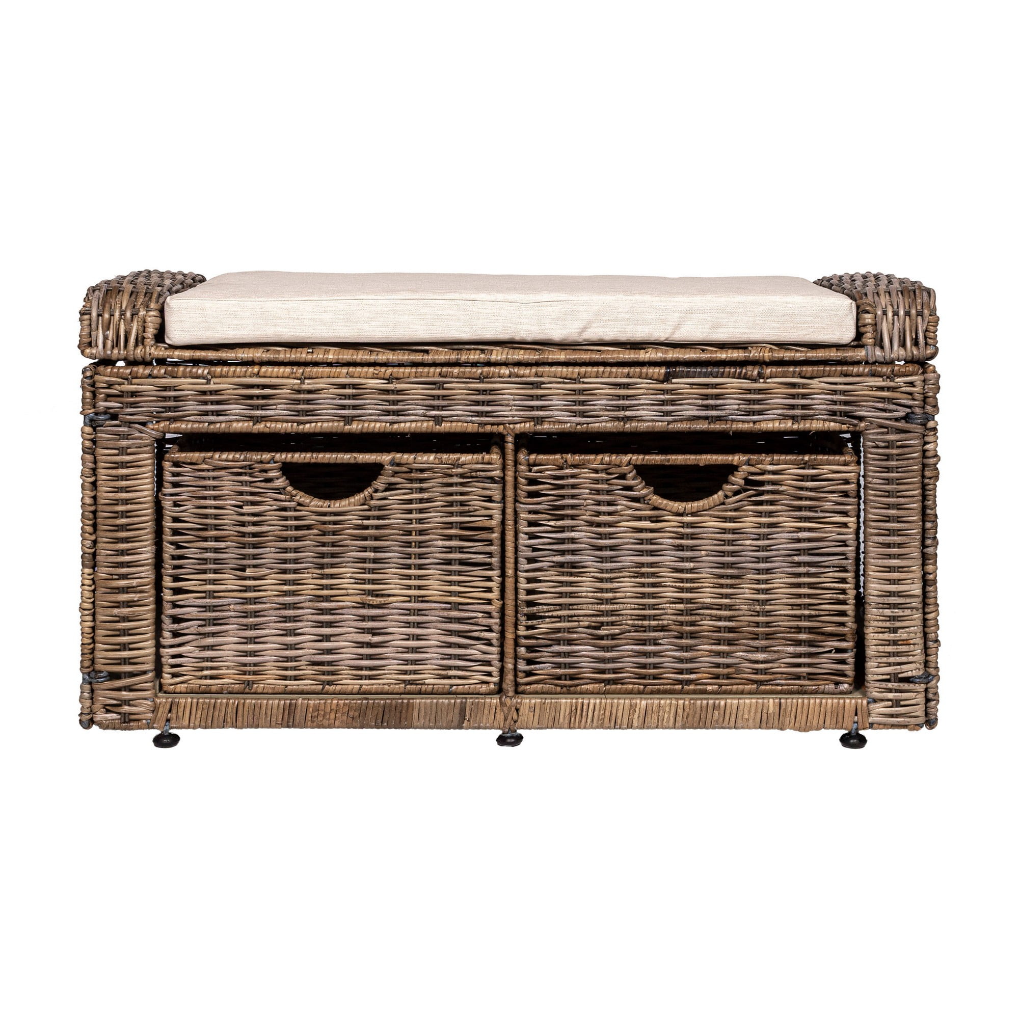 Palermo 34.50" 2 Drawer Wicker Storage Bench, Gray - Walmart.com
