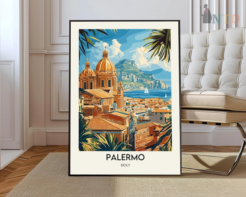 Palermo Print, Sicily, Travel Art, Mediterranean Wall Poster - Walmart.com