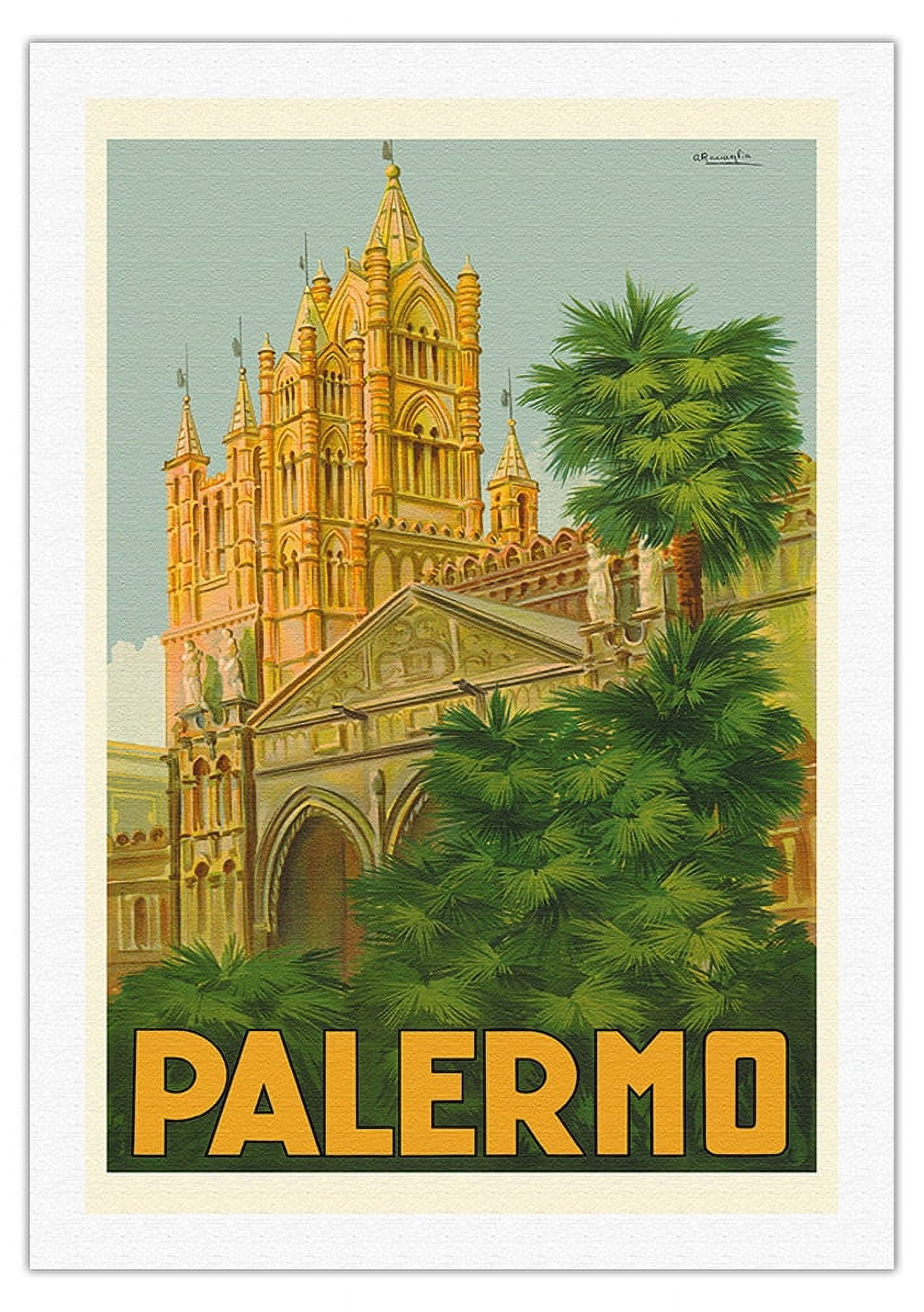 Palermo Sicily Italy - Duomo (Cathedral) - Vintage Travel Poster by ...