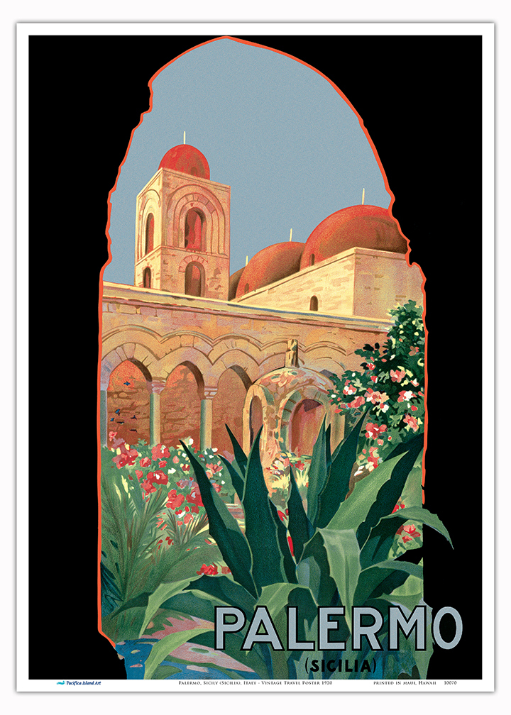 Palermo, Sicily (Sicilia), Italy - Vintage Travel Poster c.1920 ...