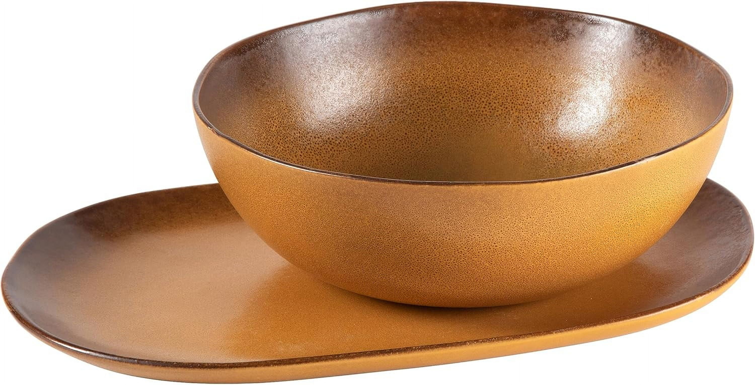 Palermo Sun 2 Piece Serving Bowl and Oval Platter Stoneware Reactive ...