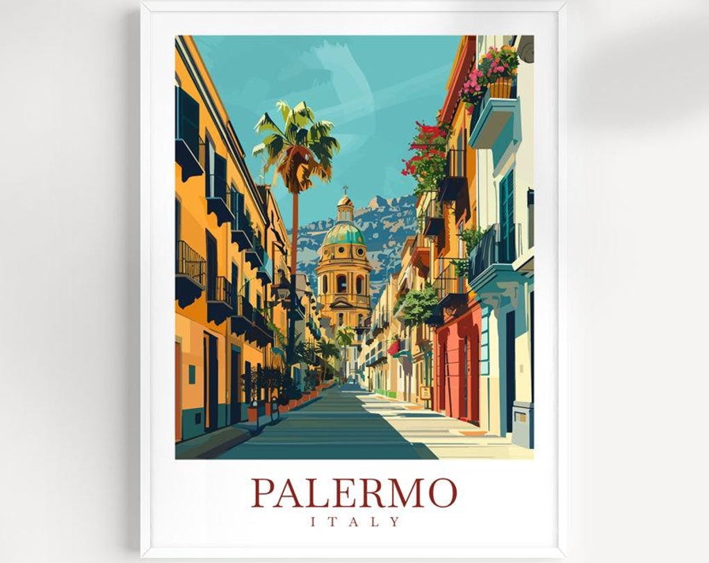 Palermo Travel Print Sicily Home Décor Palermo Art Print Sicily Town ...
