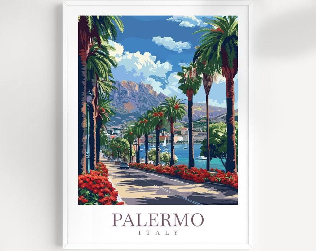 Palermo Travel Print Sicily Home Décor Palermo Art Print Sicily Town ...