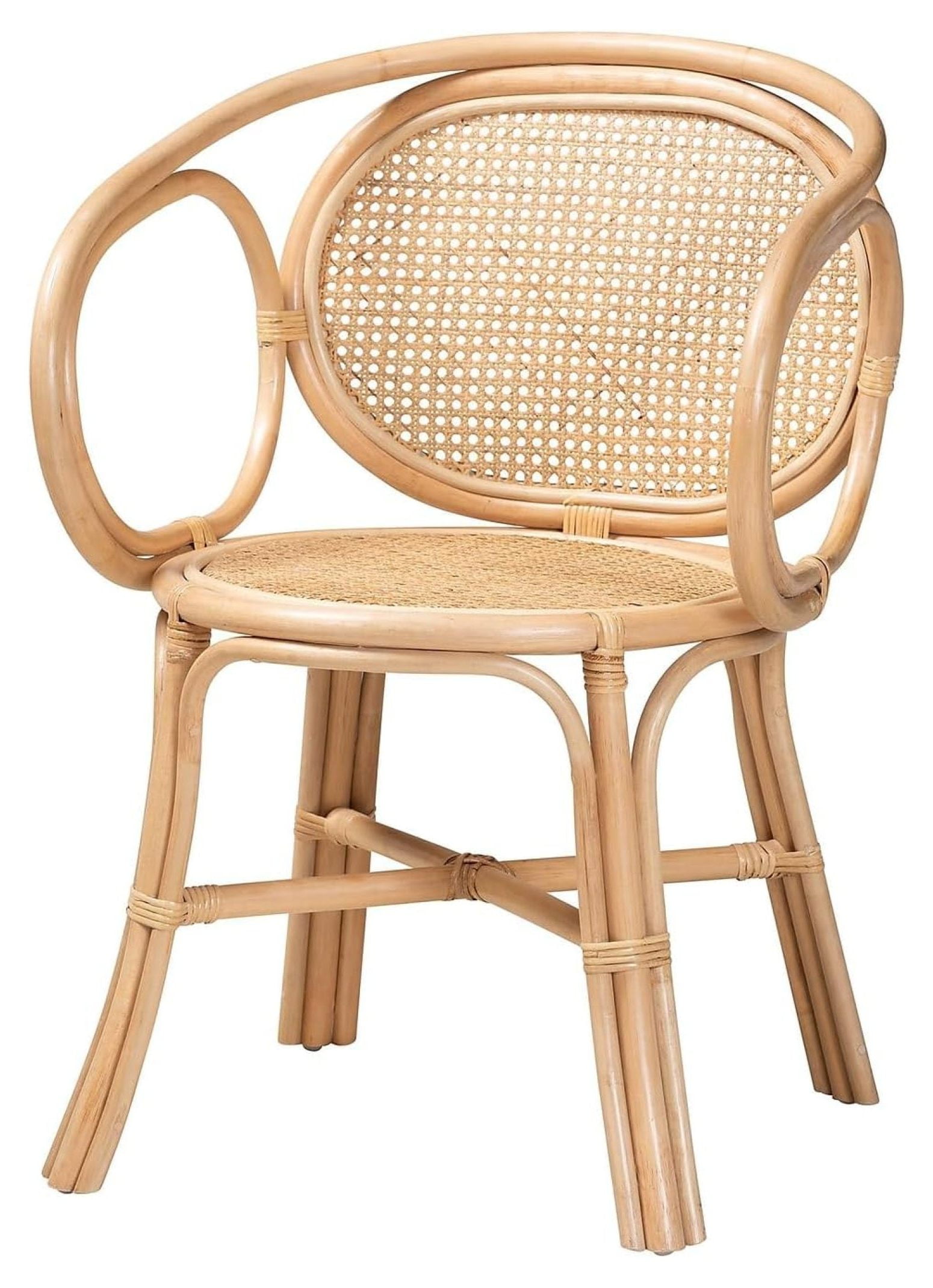 Palesa Modern Bohemian Natural Brown Rattan Dining Chair - Walmart.com