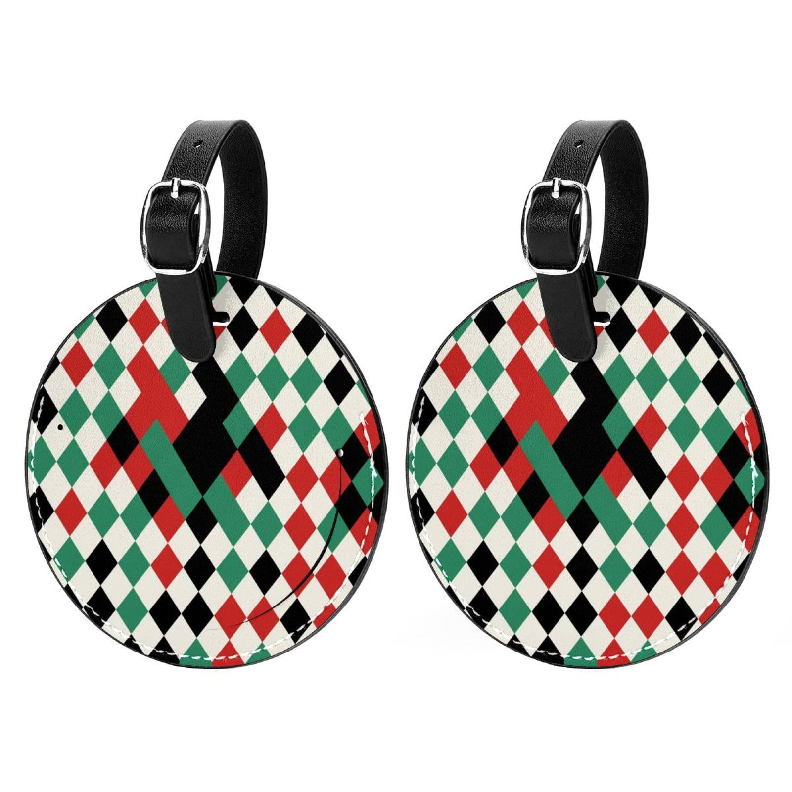 Palestine 2Pcs PU Leather Round Luggage Tags with Privacy Cover and ...