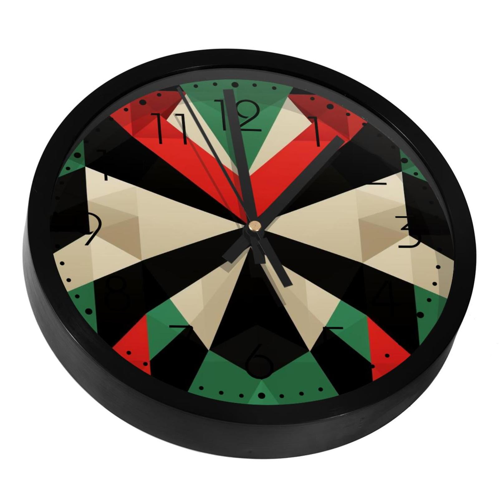 Palestine Flag Color Pattern Silent Wall Clock, Non Ticking Battery ...