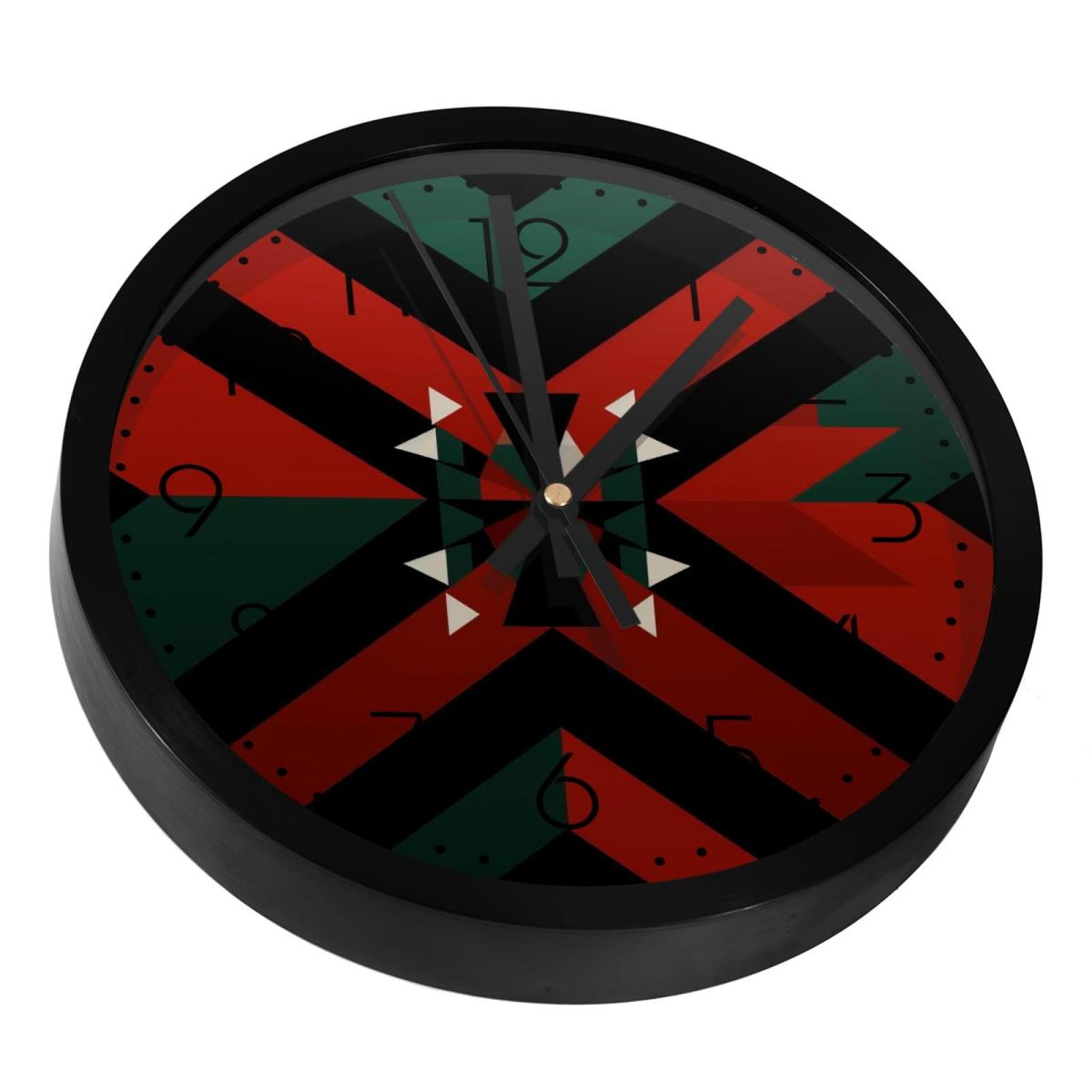 Palestine Flag Color Pattern Silent Wall Clock, Non Ticking Battery ...