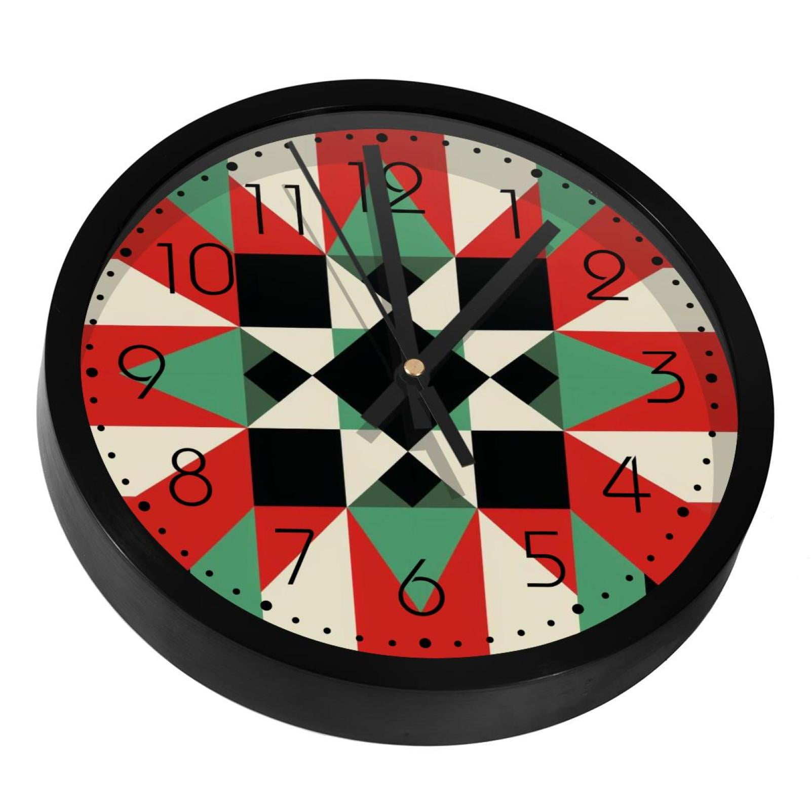 Palestine Flag Color Pattern Silent Wall Clock, Non Ticking Battery ...