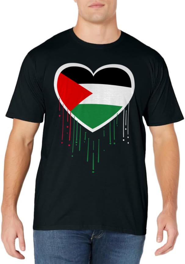 Palestine Flag Proud Palestinian Heritage Heart T-Shirt - Walmart.com