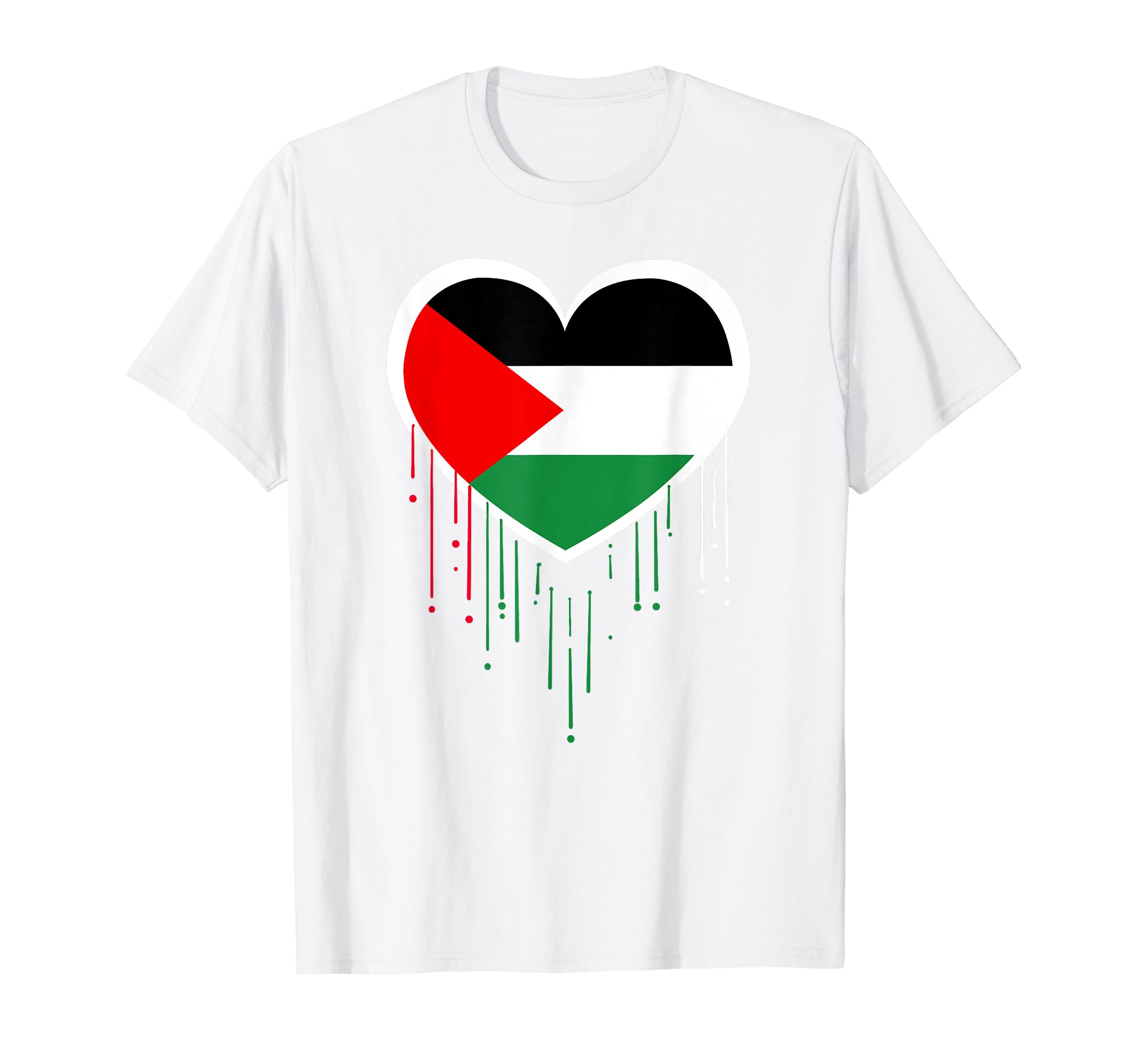 Palestine Flag Proud Palestinian Heritage Heart White T-Shirt - Walmart.com