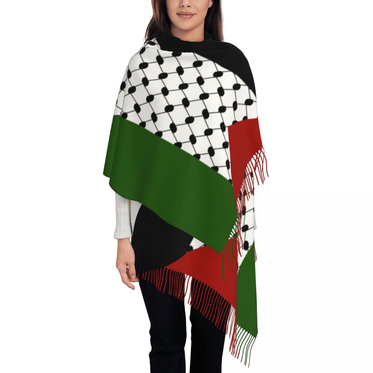 Palestine Flag Women's Pashmina Shawl Wraps Fringe Scarf Long Large ...