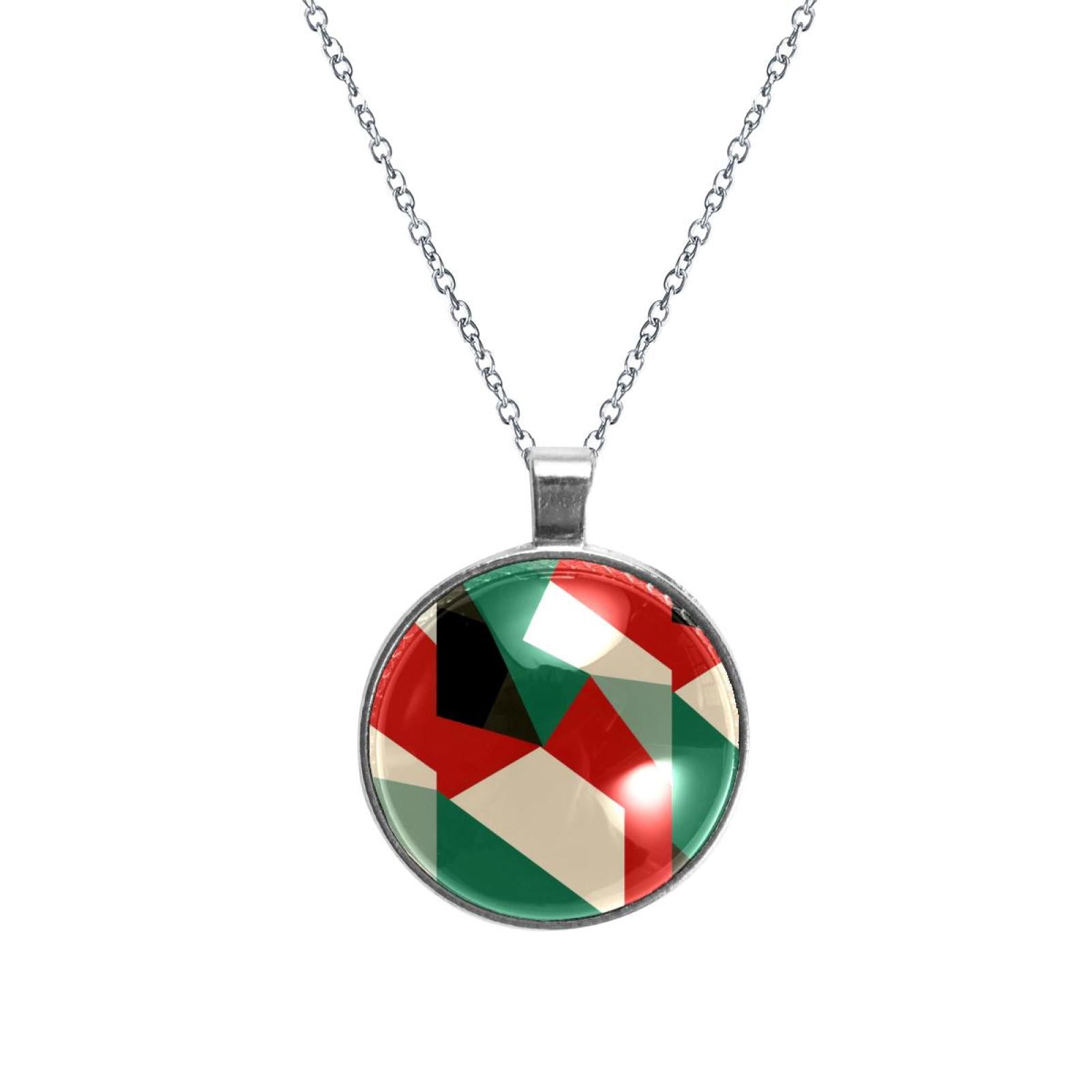 Palestine Glass Circular Pendant Necklace - Stunning Jewelry for Women ...