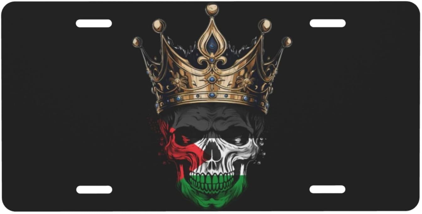 Palestine Palestinian Flag Crown Skull License Plate for Cars with 4 ...