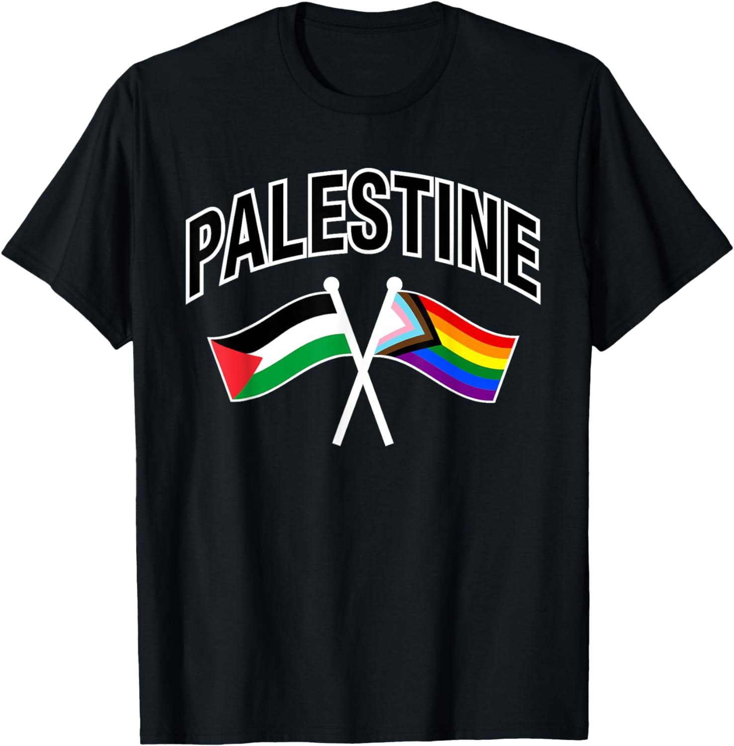 Palestine_&_Rainbow_Pride_Flag_Proud_Palestinian_T-Shirt - Walmart.com