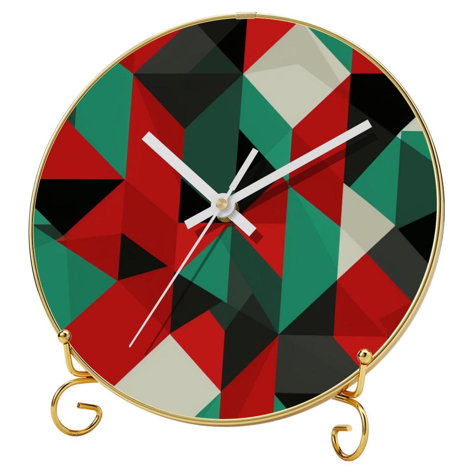 Palestine Round Printed Wall Clocks with Hooks and Gold Stand - Silent ...