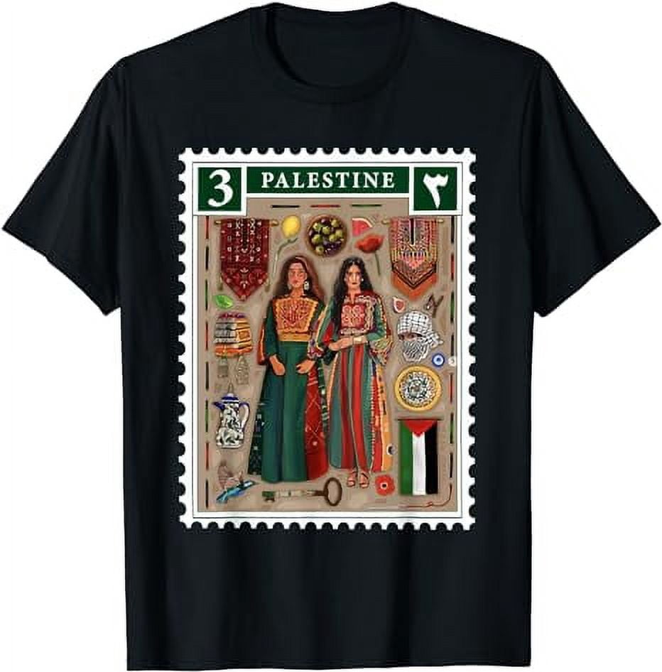 Palestine Stamp Retro Palestine Women Palestinian Flag Gaza T-Shirt ...