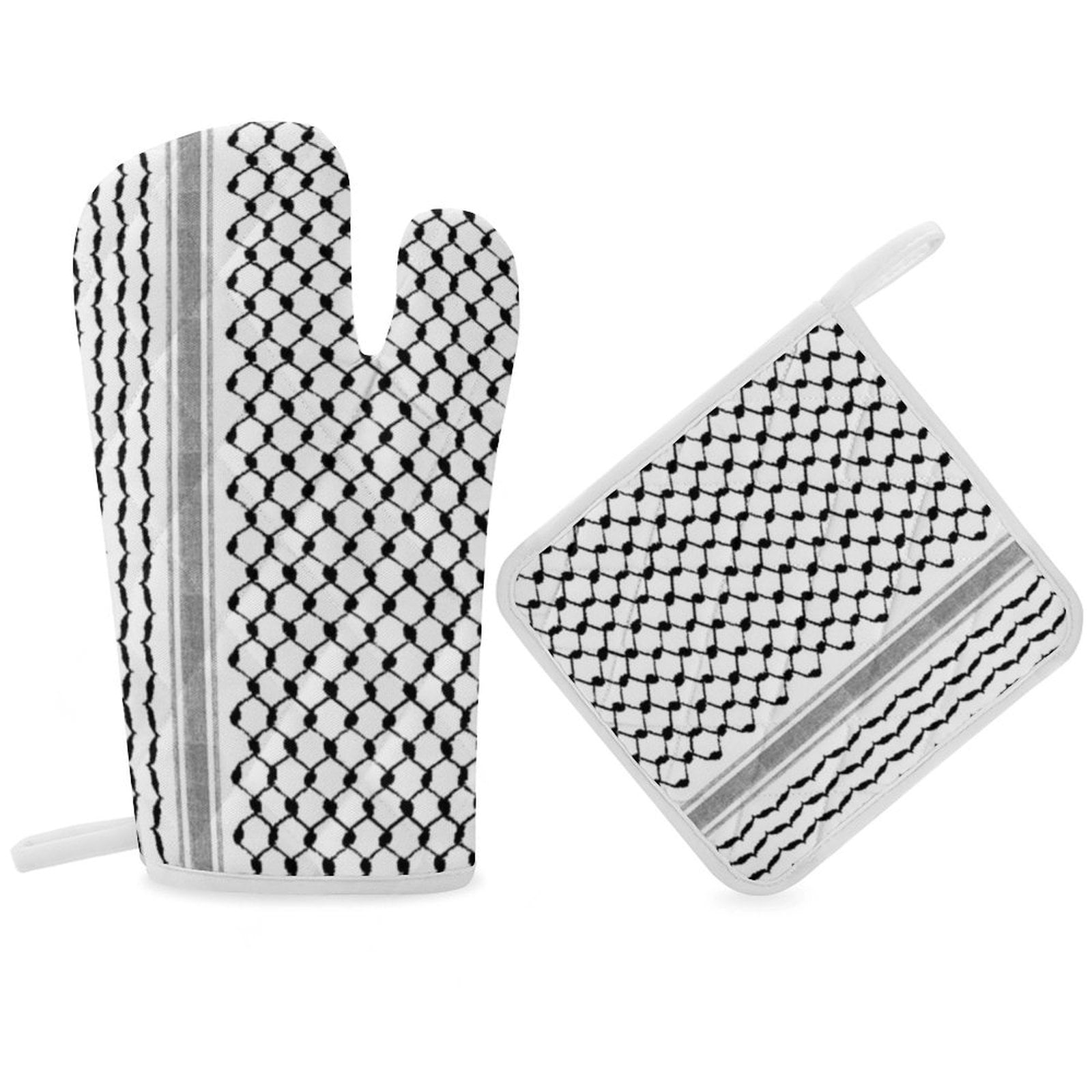 Palestinian Hatta Kufiya Folk Pattern Oven Gloves And Pots Stand Set ...