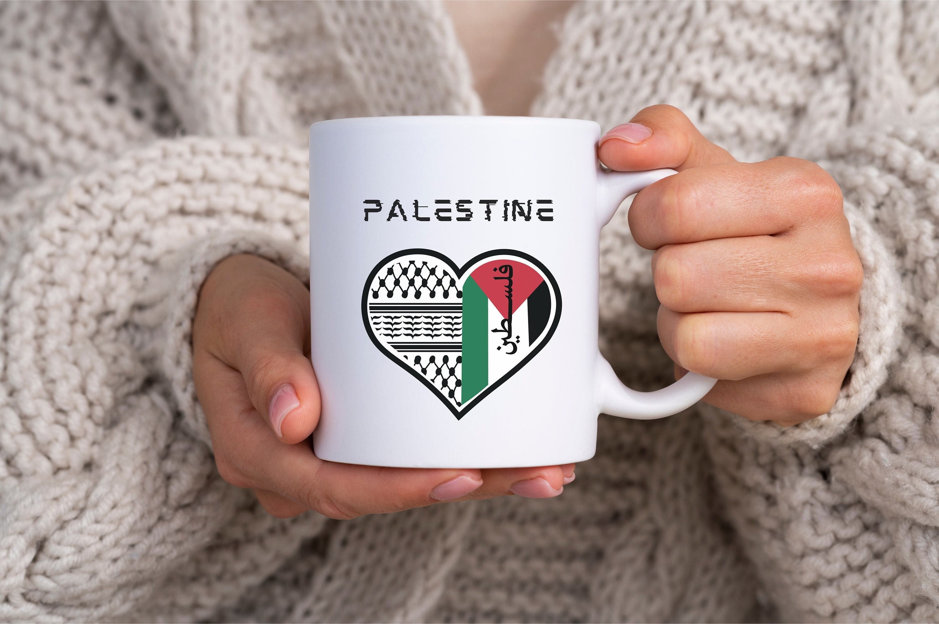 Palestinian Heart Coffee Cup with Arabic Flag and Keffiyeh - Walmart.com