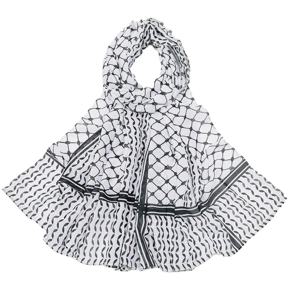 Palestinian Keffiyeh Scarf Printed Chiffon Hijab Shawl Long Hijabs For ...