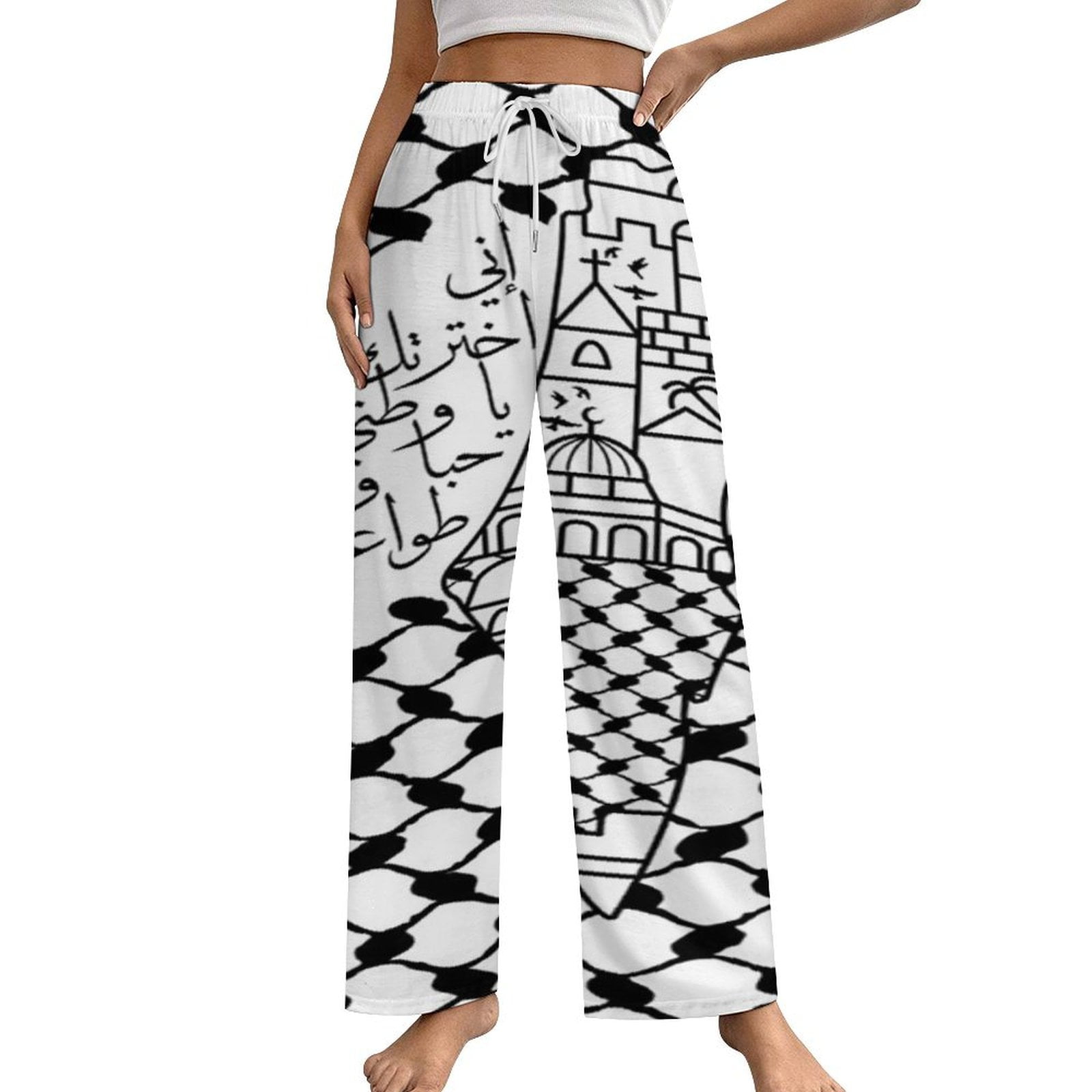 Palestinian Map Kufiya Pattern Women's Pajamas Pajama Pants Women's ...