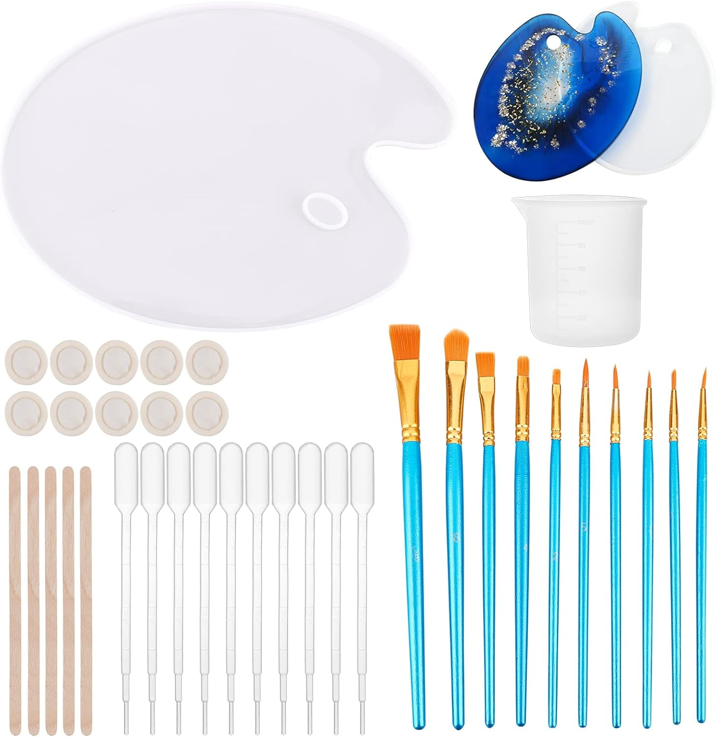 Palette Silicone Mould DIY Oval Paint Tray Epoxy Mould with 10Pcs Art ...