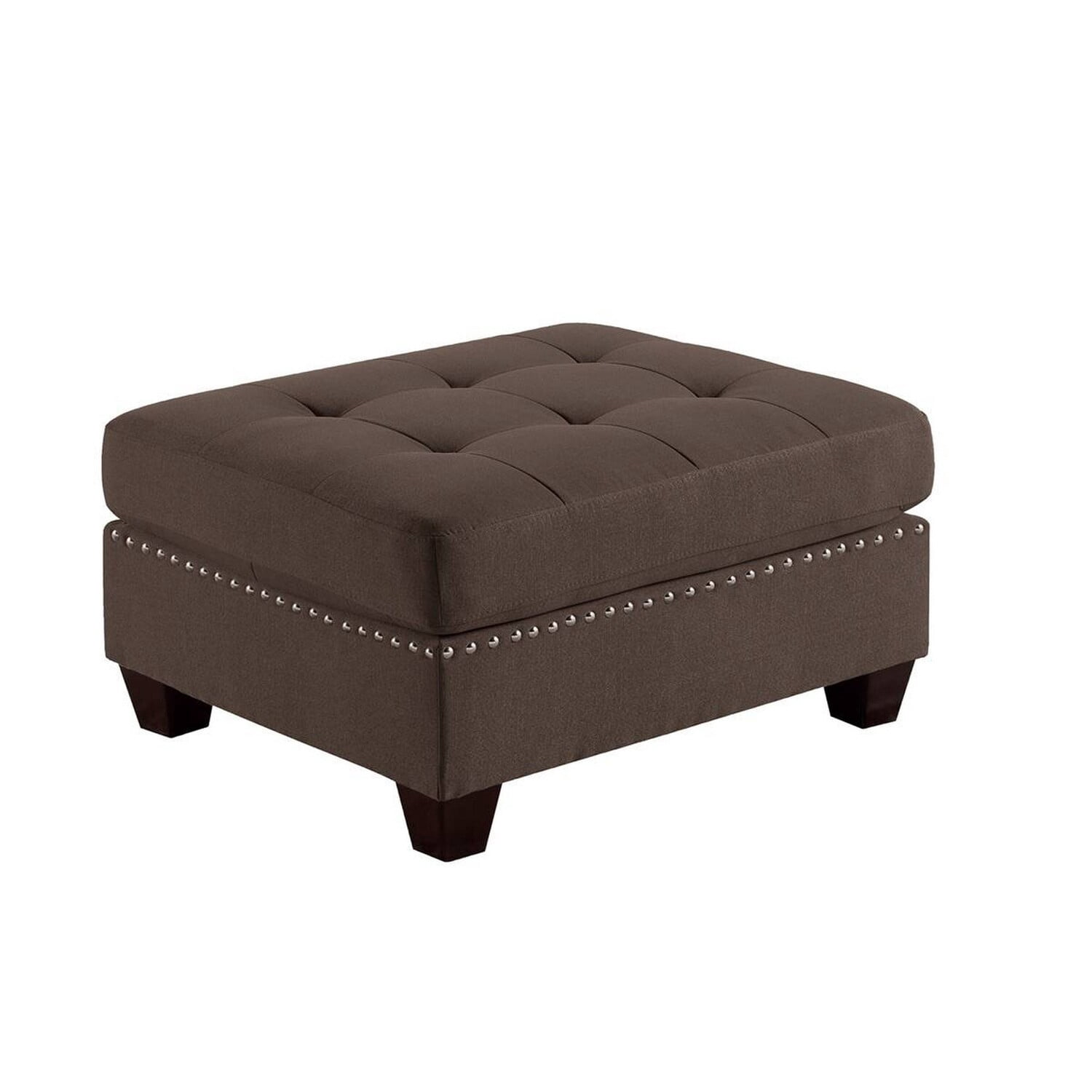 Pali 32 Inch Modern Square Ottoman, Foam Tufted Seat, Brown Linen ...