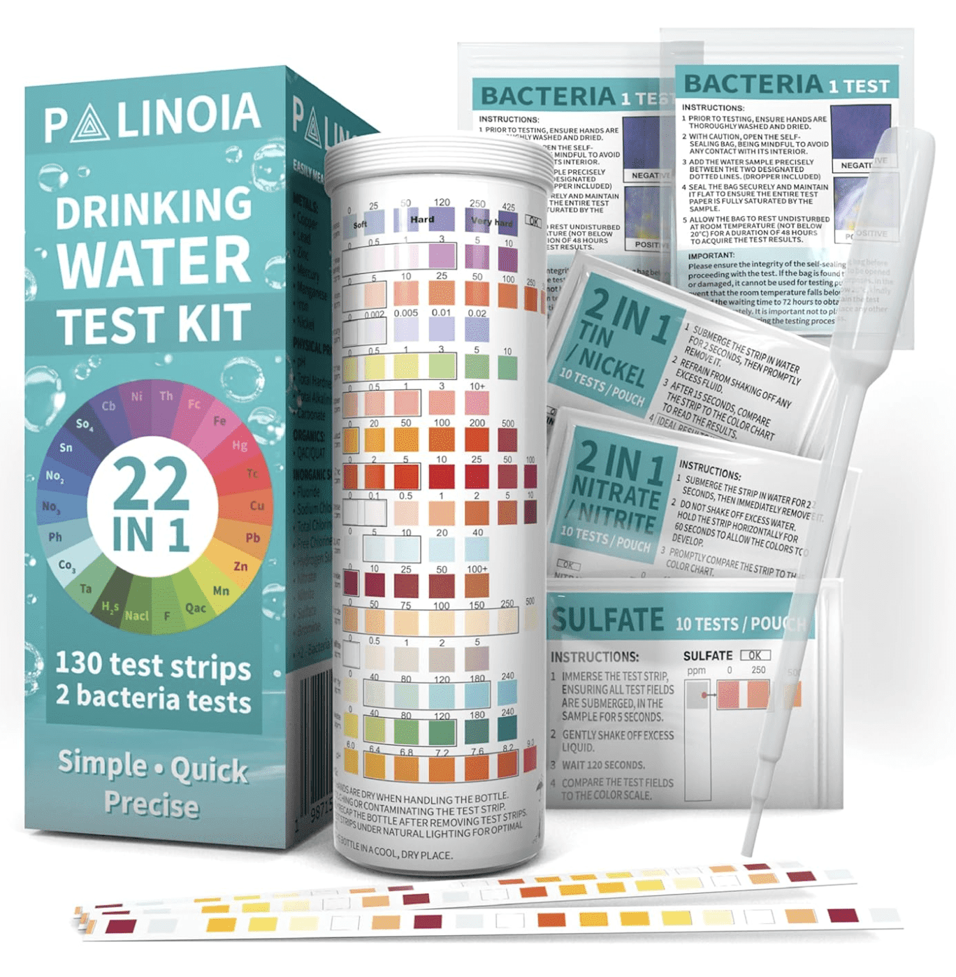 Palinoia 22-in-1 Drinking Water Test Kit with 130 Strips - Walmart.com