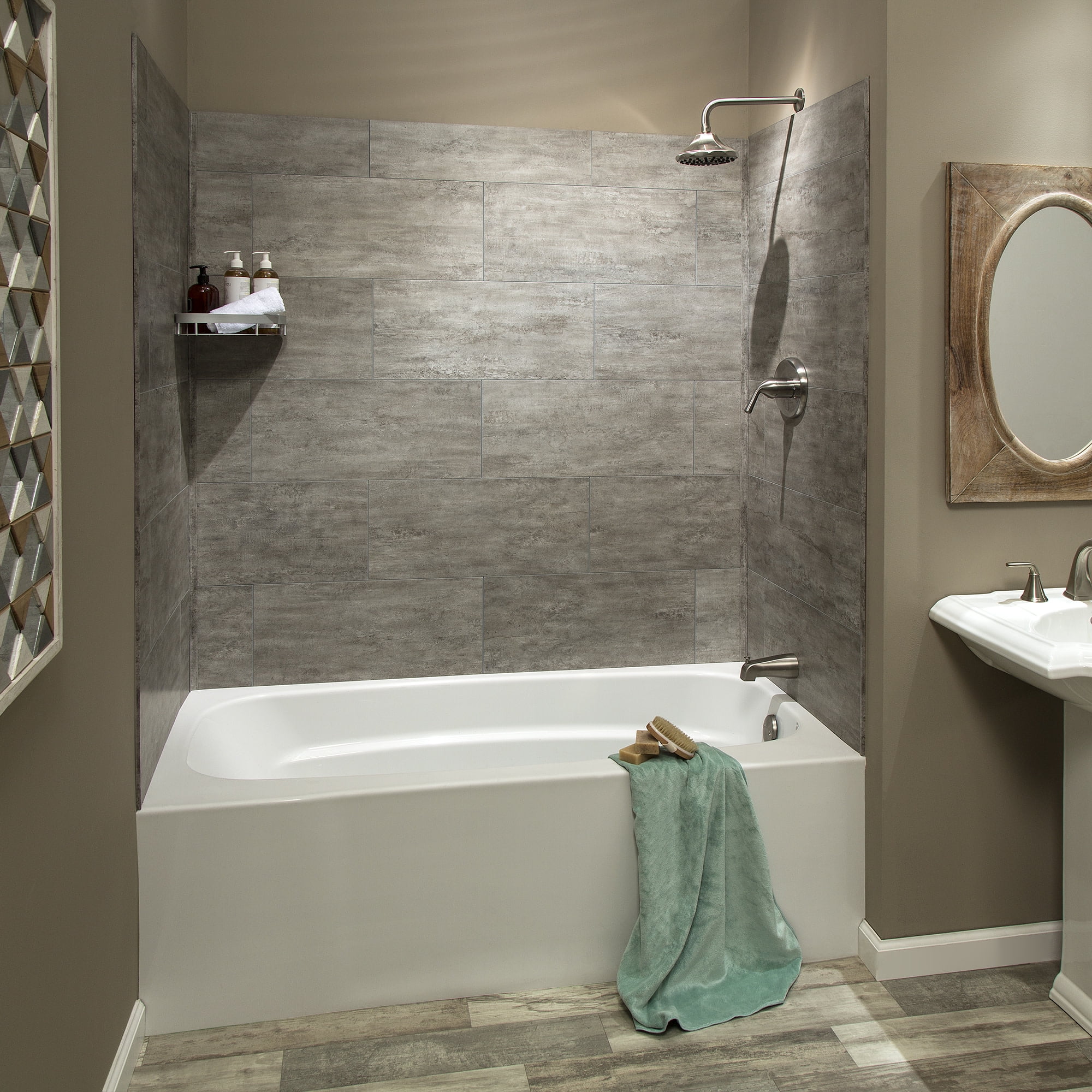 Palisade Waterproof Vinyl Wall Tile Shower Kit, 23.2in x 11.1in, Adobe ...