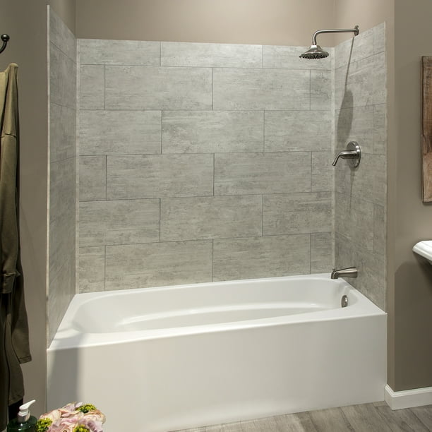 Palisade 23.2in x 11.1in Vinyl Wall Tile Shower Kit in Wind Gust ...