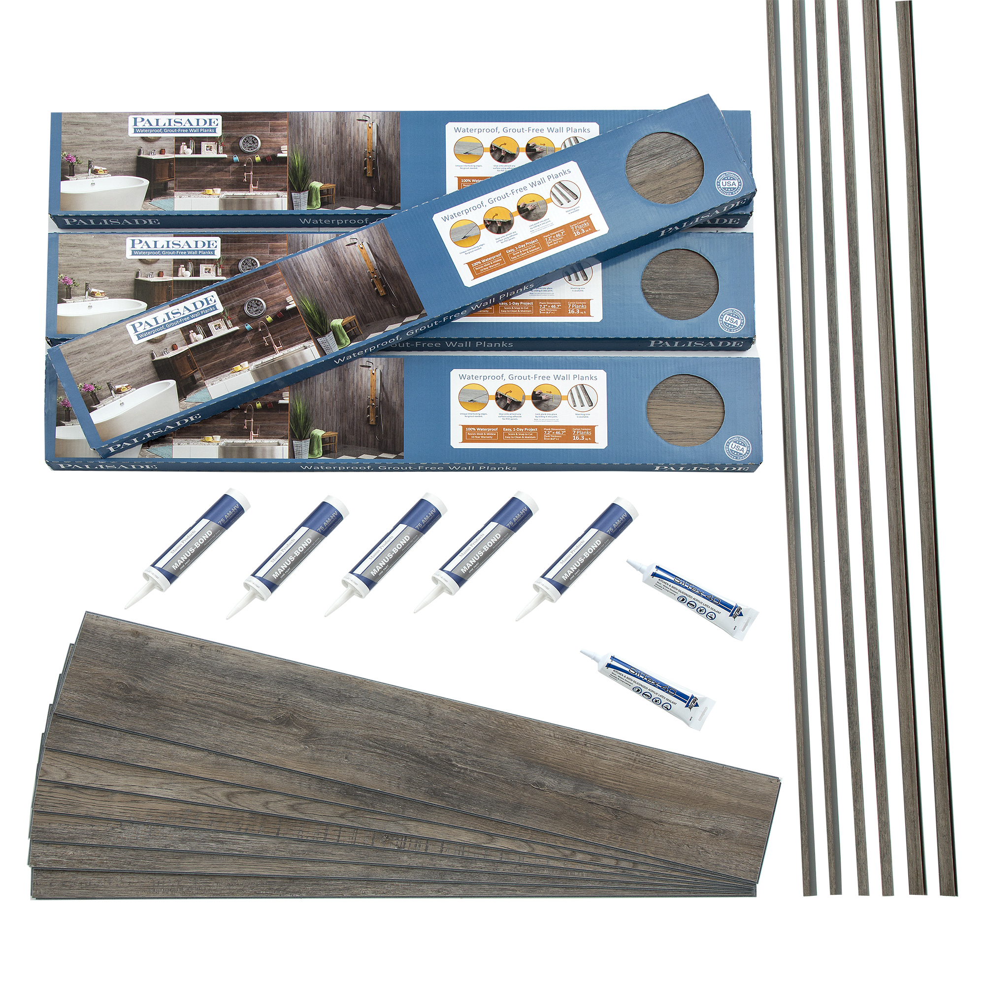 Palisade Interlocking Wall Trim Vinyl Plank Kit For Shower And Tub