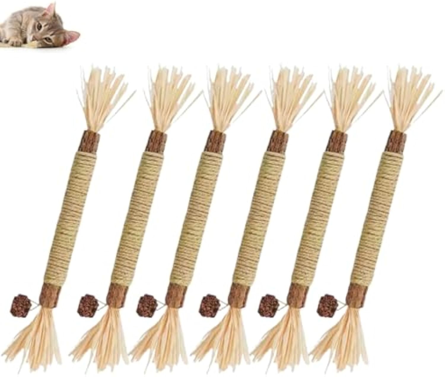 Palitos De Matatabi para Gatos, Pack of 3/6 Rattan Cat Toys, Natural ...