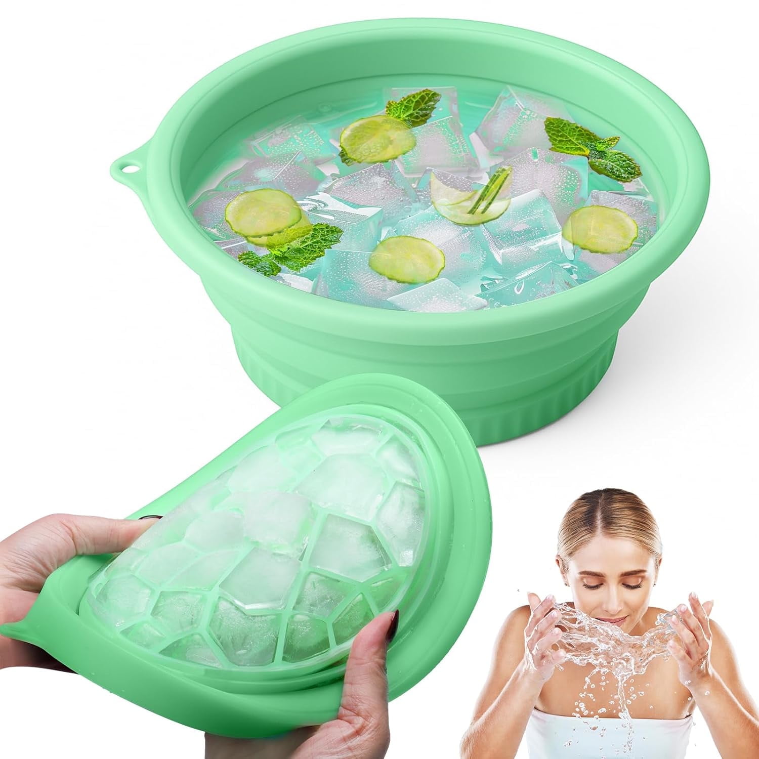 Palksky Face Bowl for Ice with Built-In Icetray, Silicone Ice Facial ...