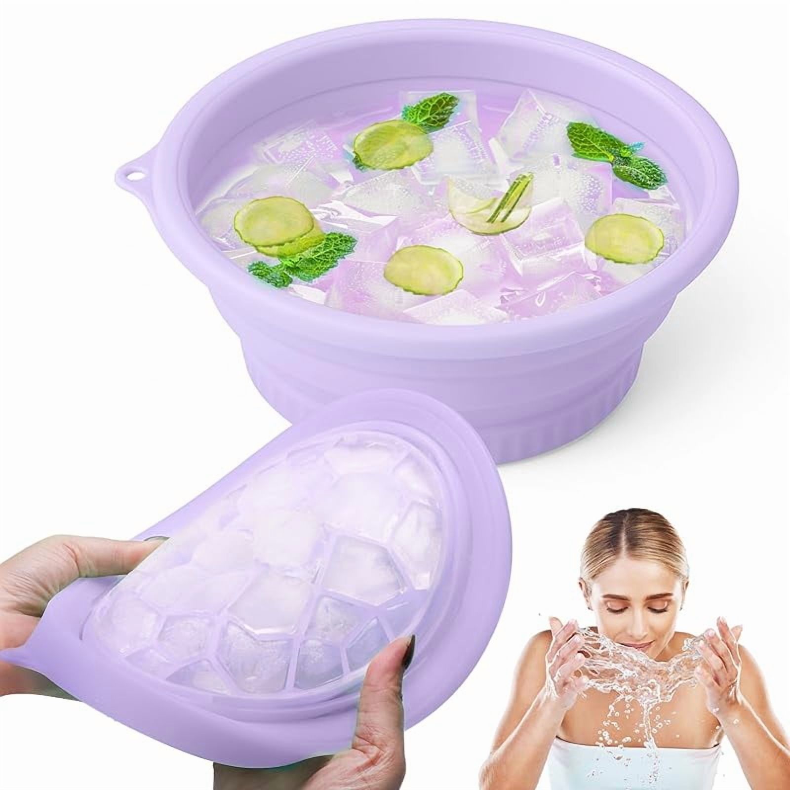 Palksky Face Bowl for Ice with Built-in Icetray, Collapsible Silicone ...