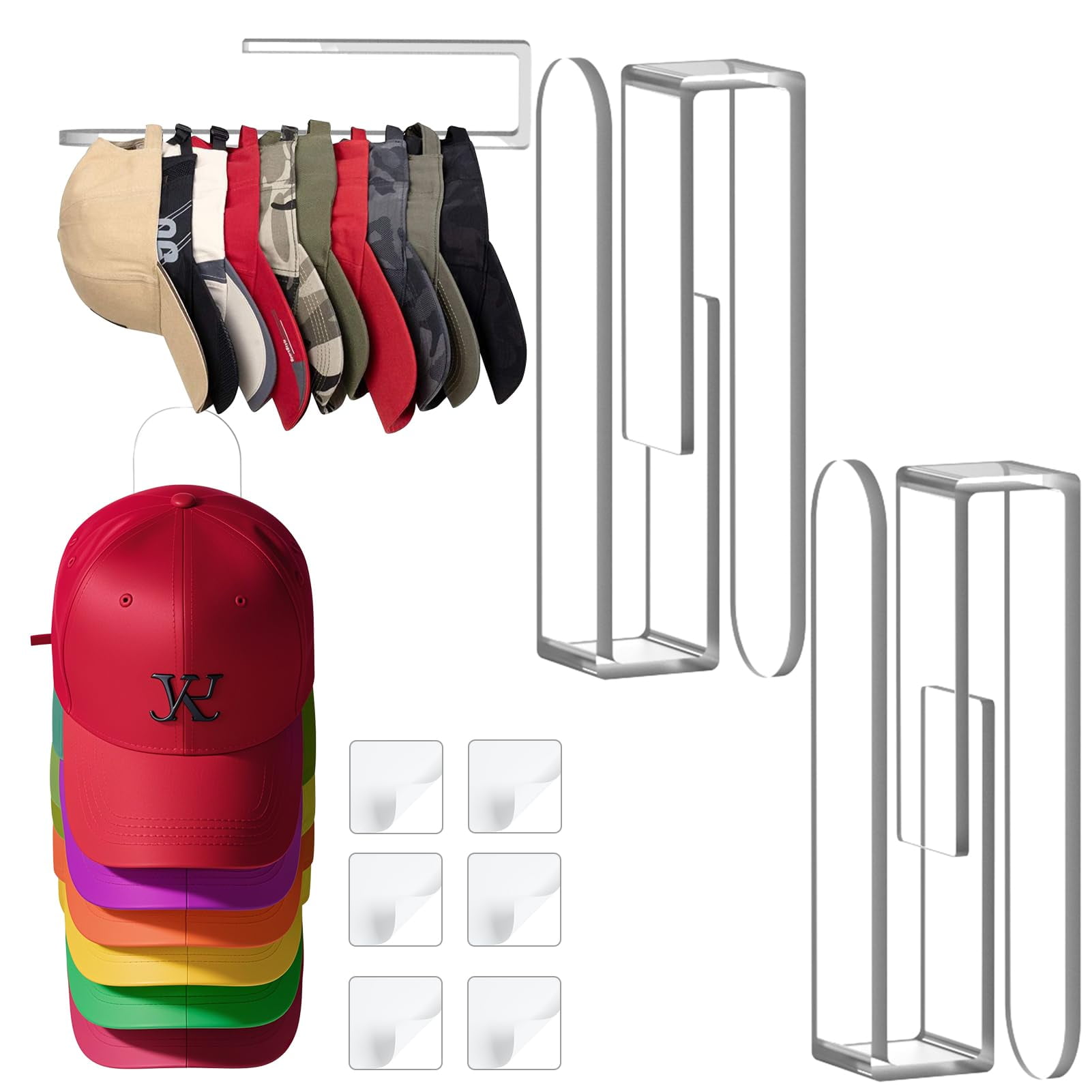 Palksky Hat Organizer for Baseball Caps, 4 Pack Clear Acrylic Hat Racks ...