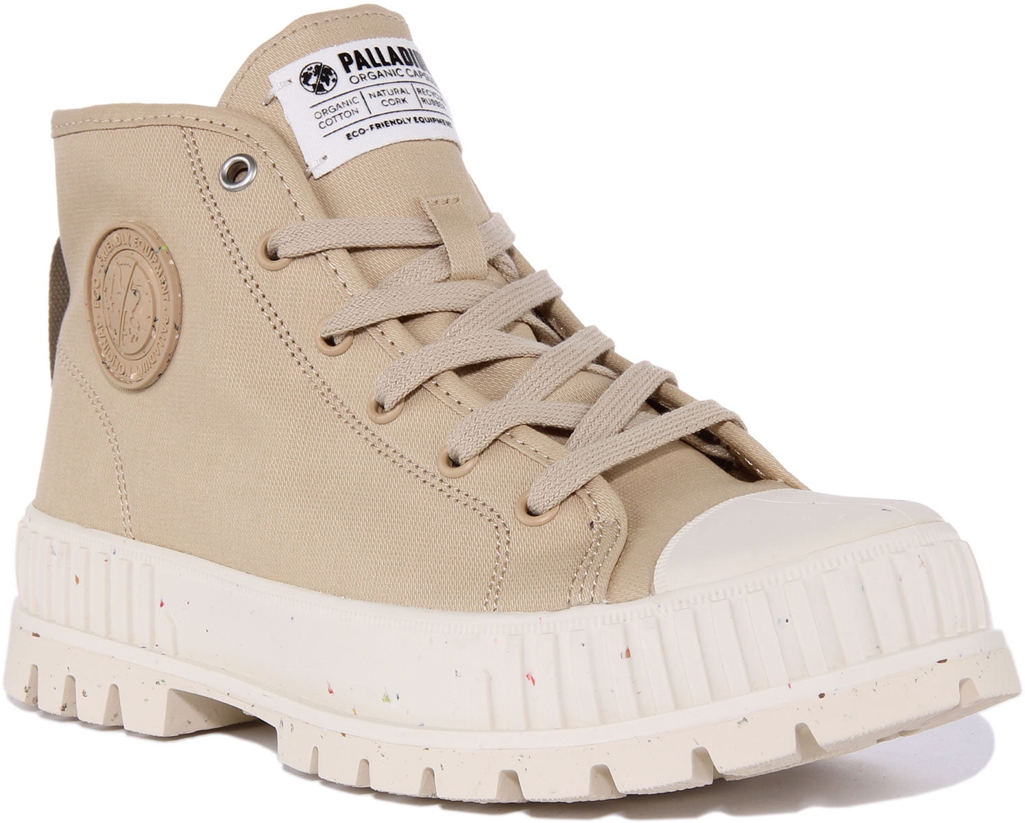 Palladium Pallashock Mid Men's Lace Up Vegan Canvas Ankle Boot In Beige ...