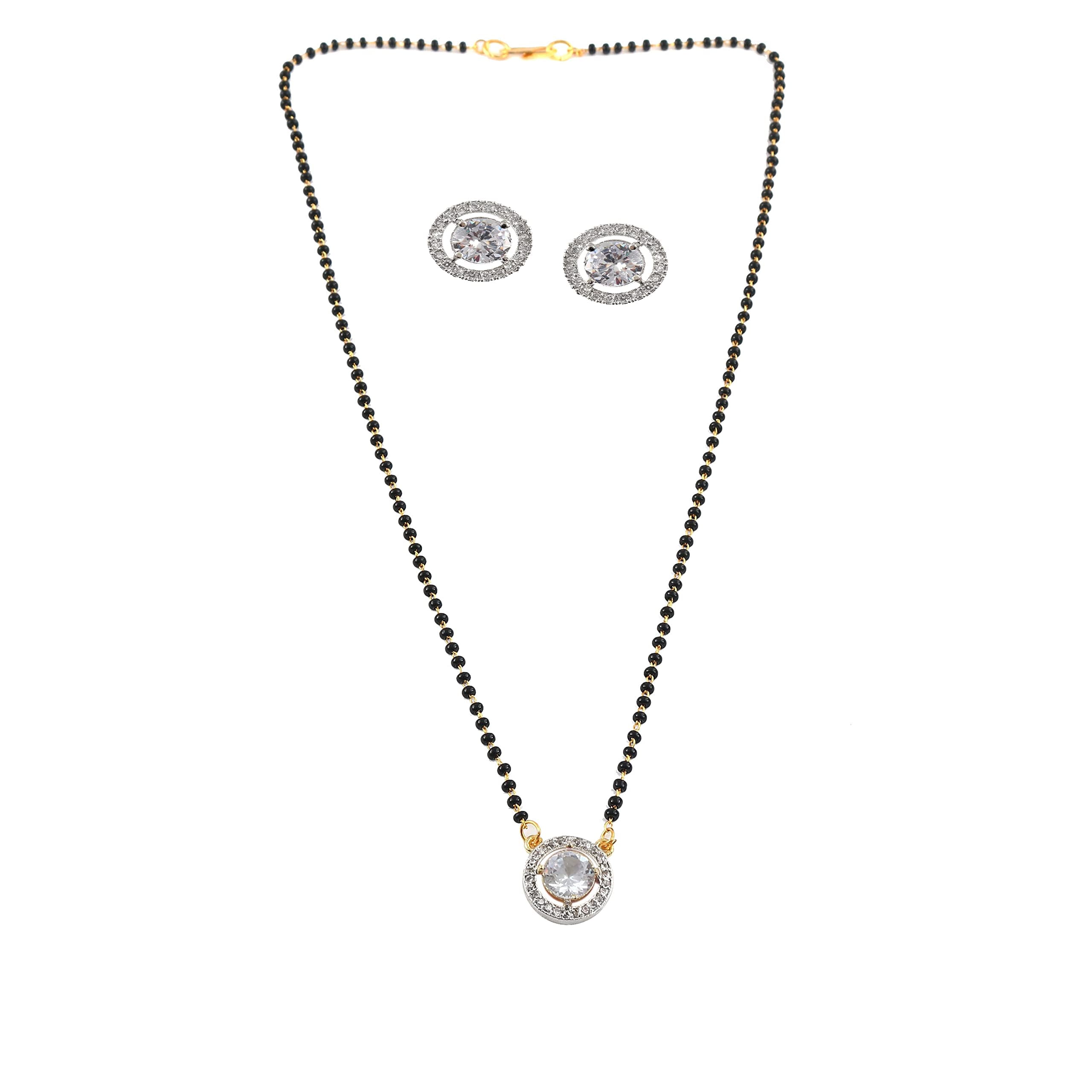 Pallavi Creation Mangalsutra with Earrings Ad Cz White Gold Plated ...