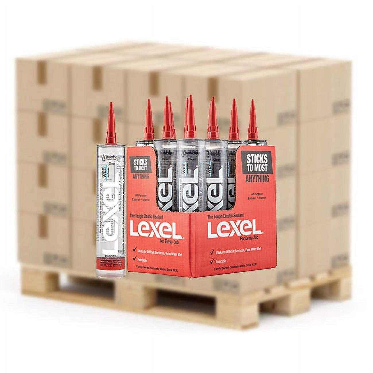 Pallet (1500 ct) of 10.5 oz Sashco 13010 Clear Lexel Synthetic Rubber ...