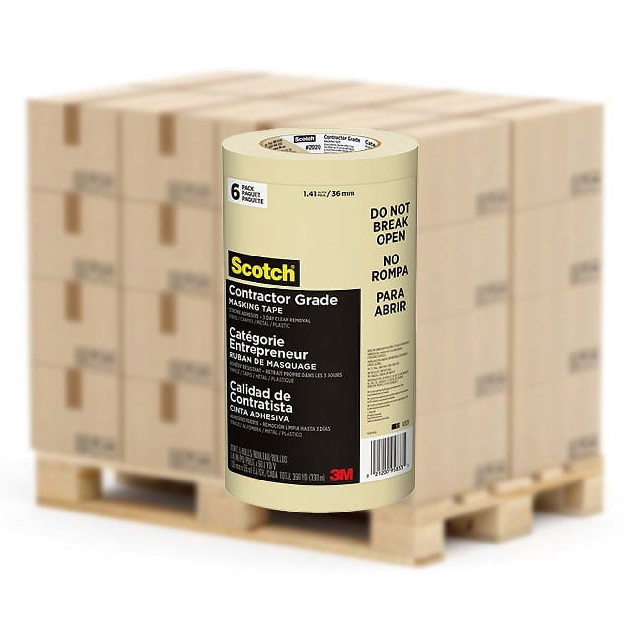 Pallet (1536-Rolls) of 1.41” x 60 yds 3M 2020-36AP-6 Scotch Tan ...