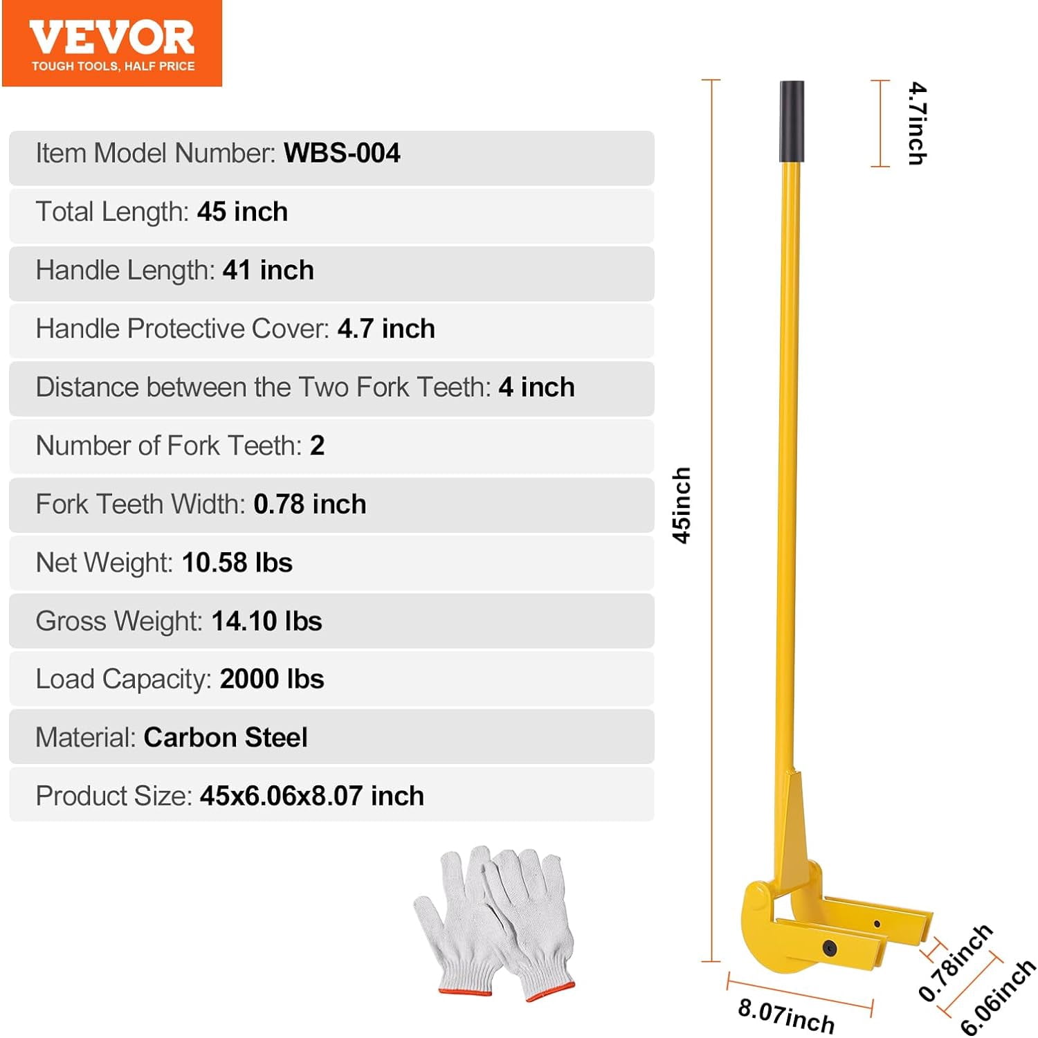 Pallet Buster Tool with 41' Handle, Carbon Steel Heavy Duty Deck ...