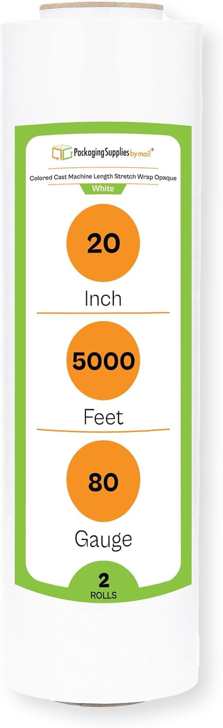 Pallet Packing Plastic Wrap, Cast Machine Stretch Film Roll, White, 20 ...